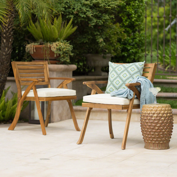 Winston Porter Brizio Patio Dining Chair with Cushion & Reviews | Wayfair