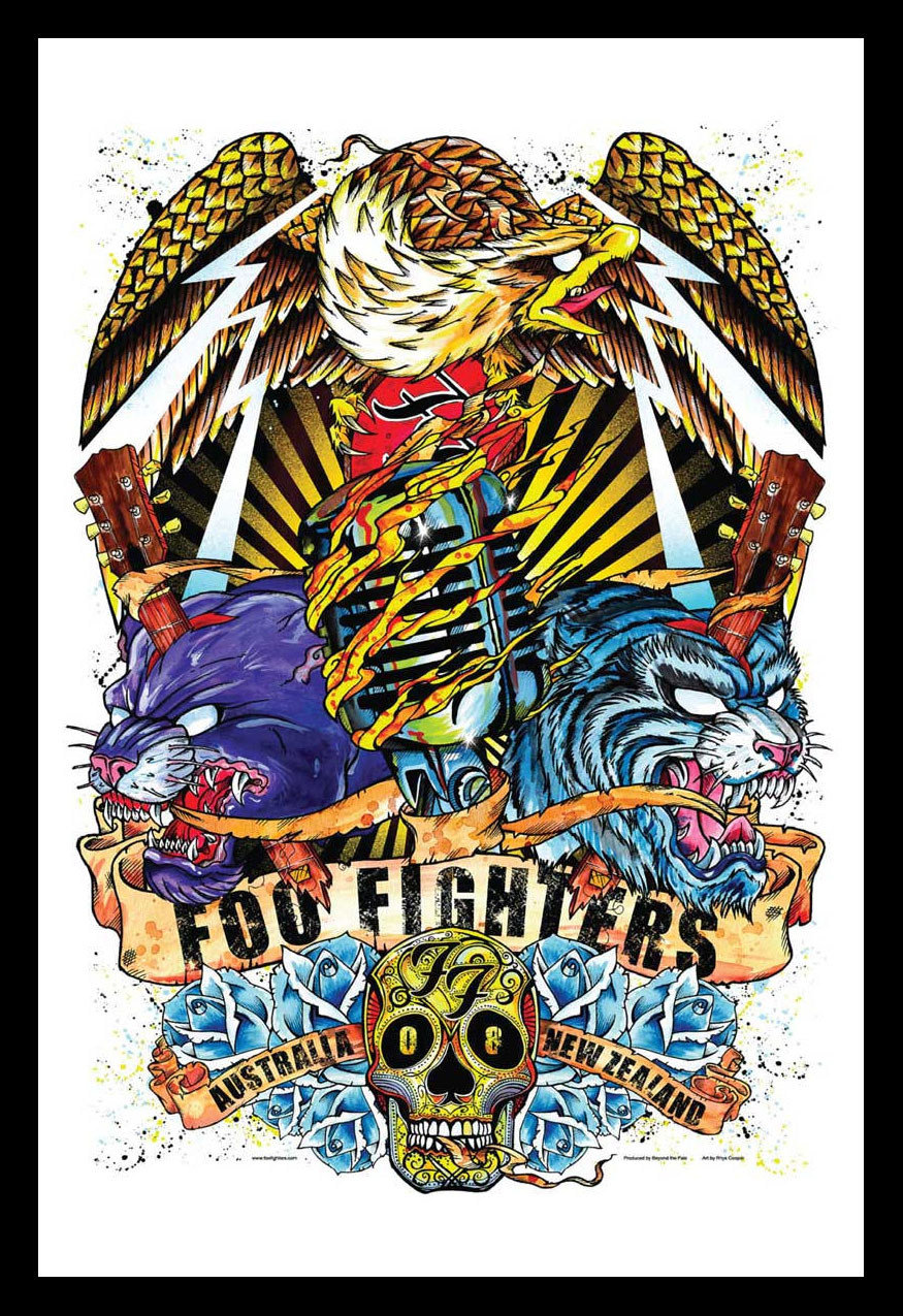 Buy Art For Less Foo Fighters Down Under Tour Framed On Poster Paper ...