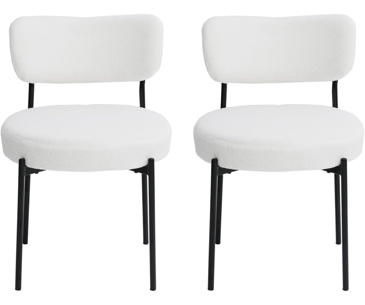 Ebern Designs Modern Accent Chair, Teddy Fabric Upholstered Dining ...