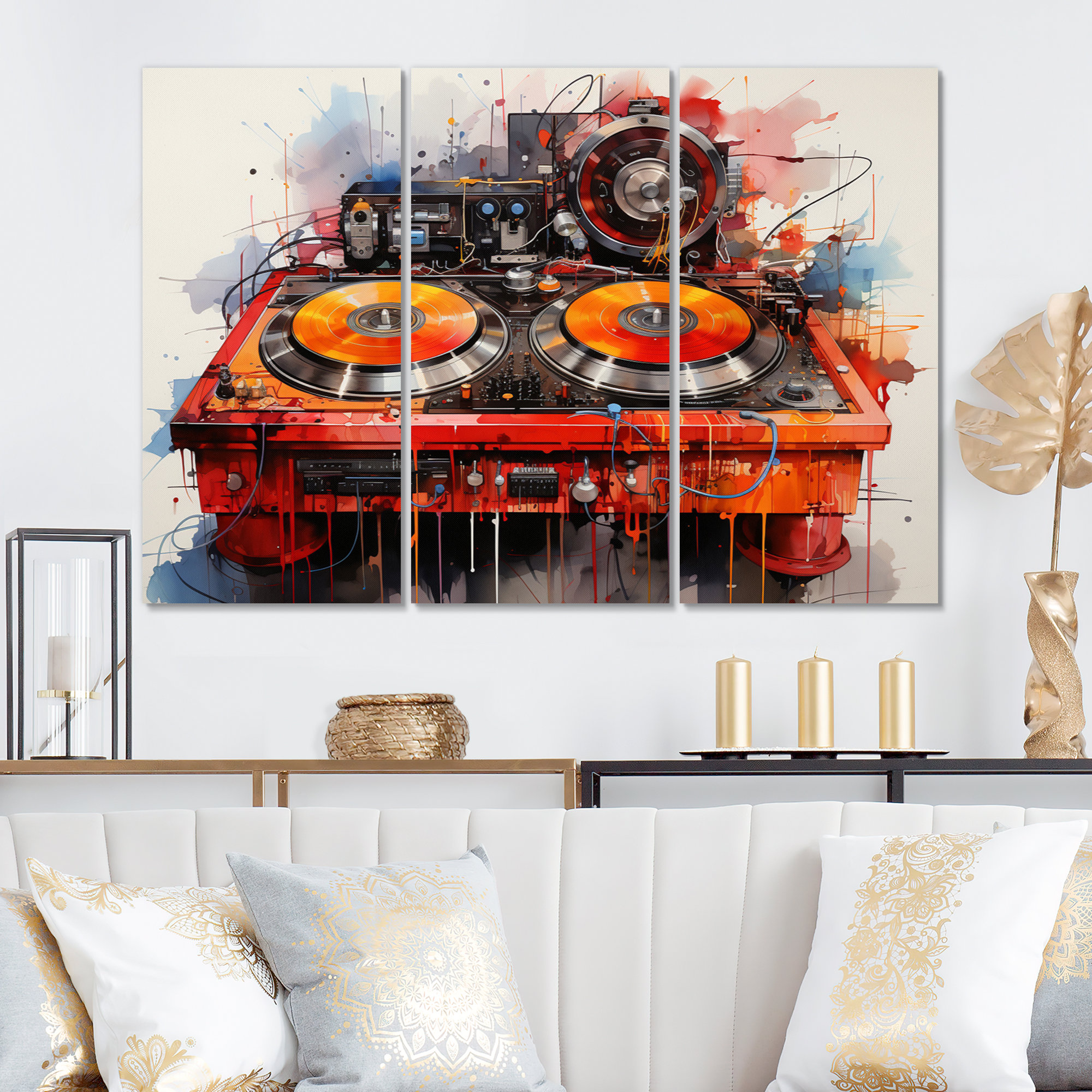 Ebern Designs Abstract Turntables Music Boom Boxes I 3 Pieces Print ...