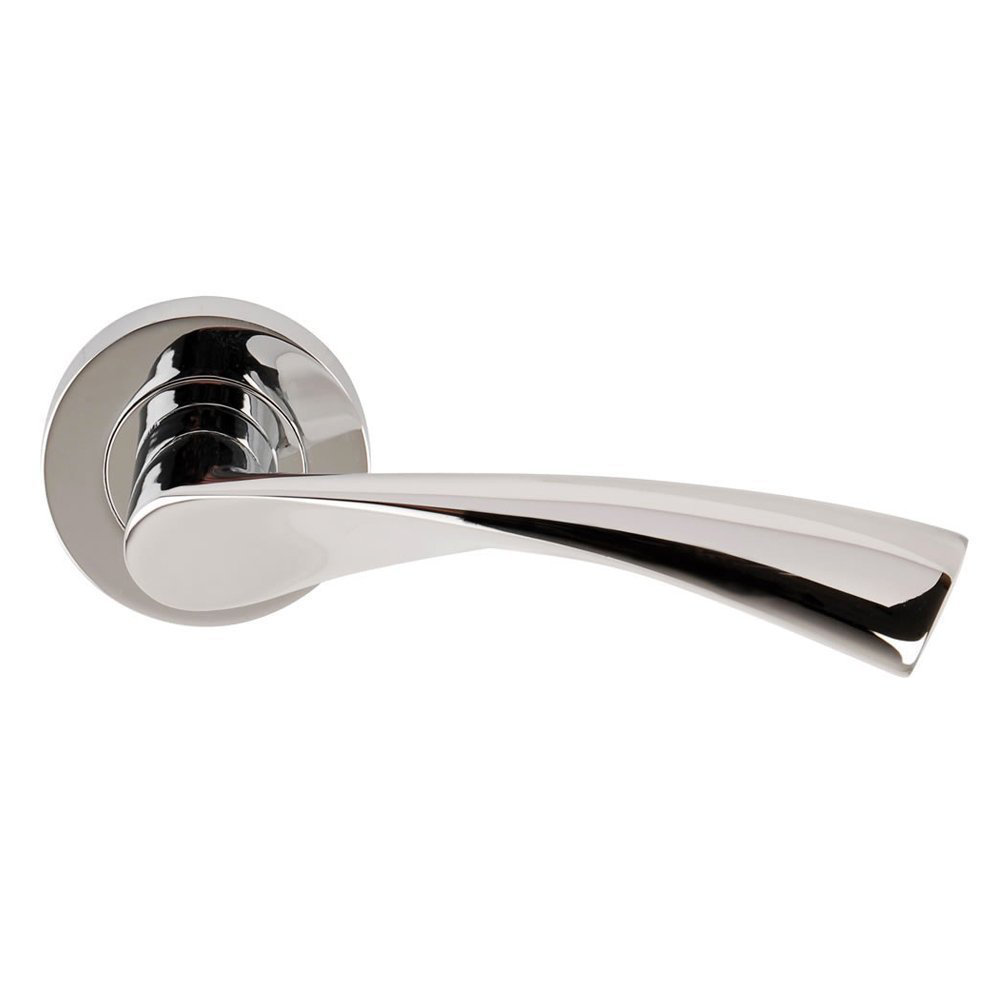 17 Stories Astrid Design Door Handles on Round Rose in Duo Chrome ...