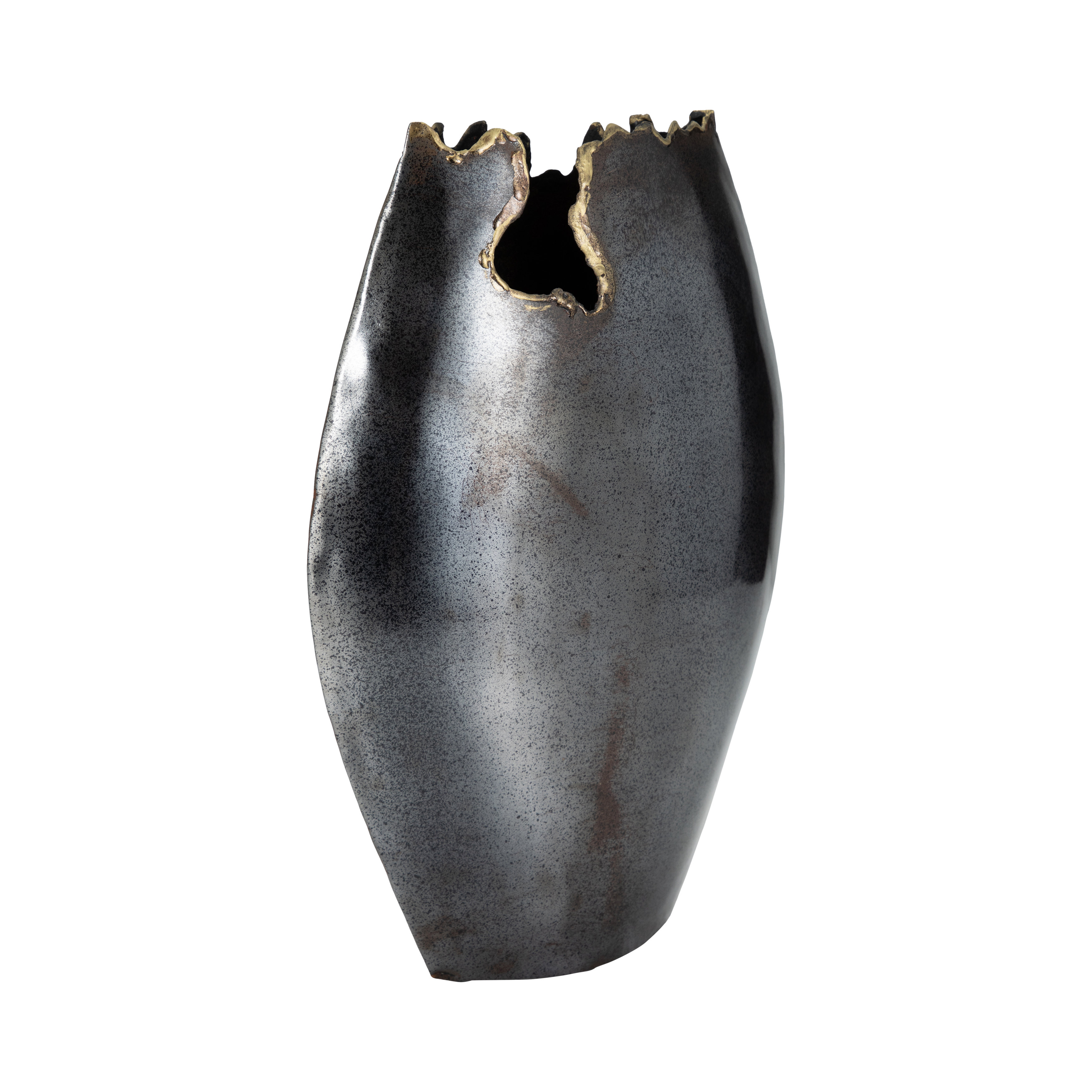 Bungalow Rose Metal Chipped Vase, 14" Black Elegance, Timeless Design ...