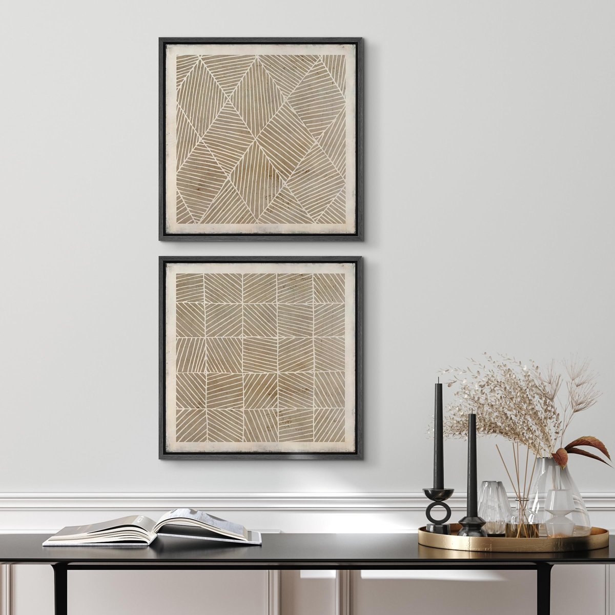 wall26 " Brown Geometric Line Neutral Tone Abstract Patterns Modern Art ...