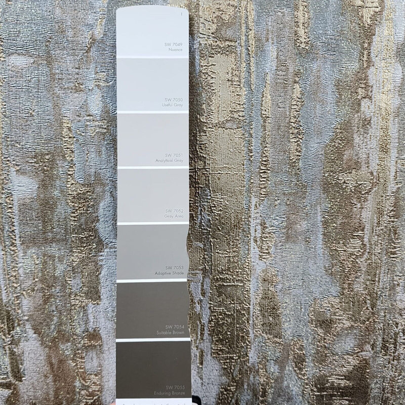 Loon Peak® Fusami Gray Silver Brass Gold Metallic Faux Distressed Metal ...