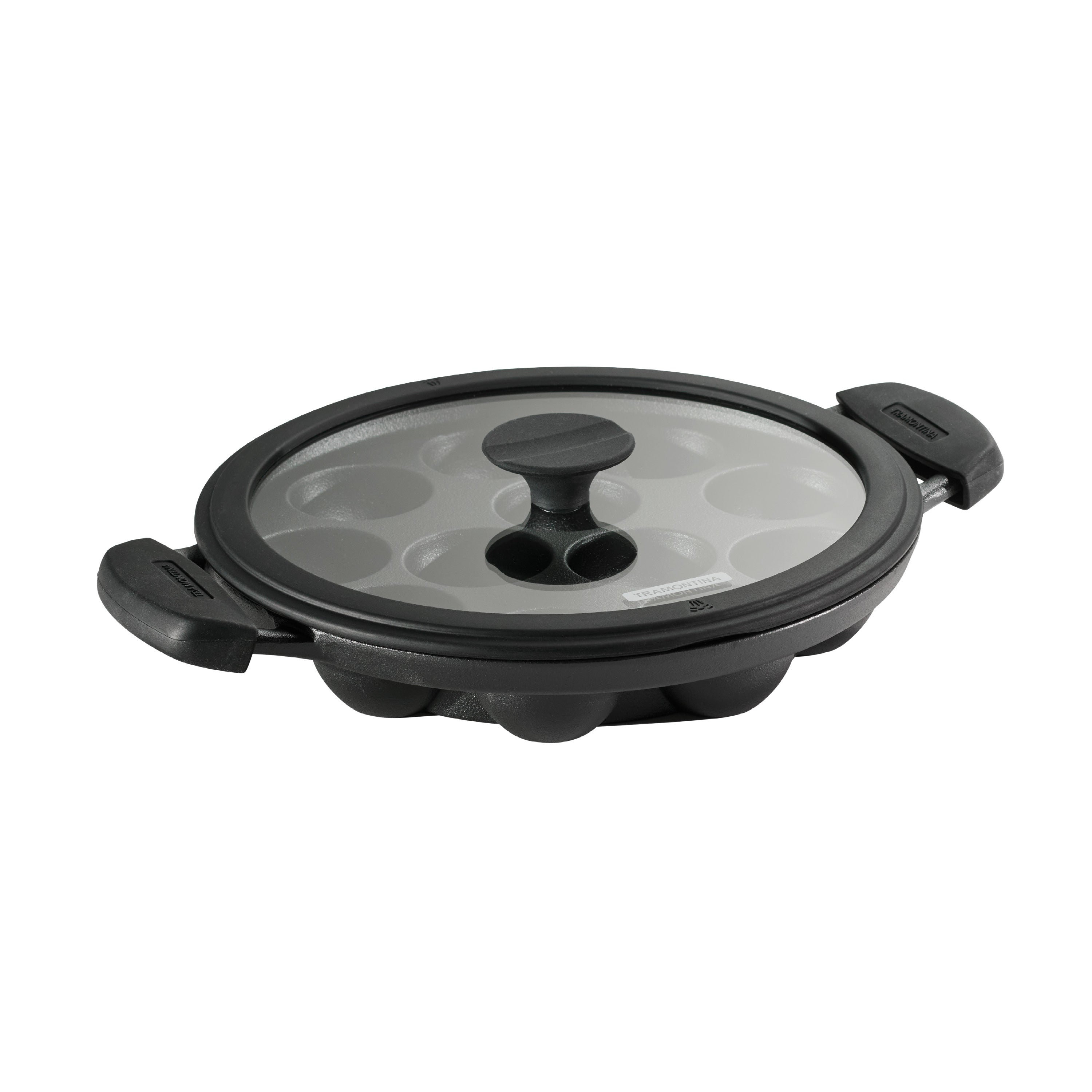 Tramontina Utsava Pre-Seasoned Cast Iron Appam Pan, 12-Hole Appe Pan ...