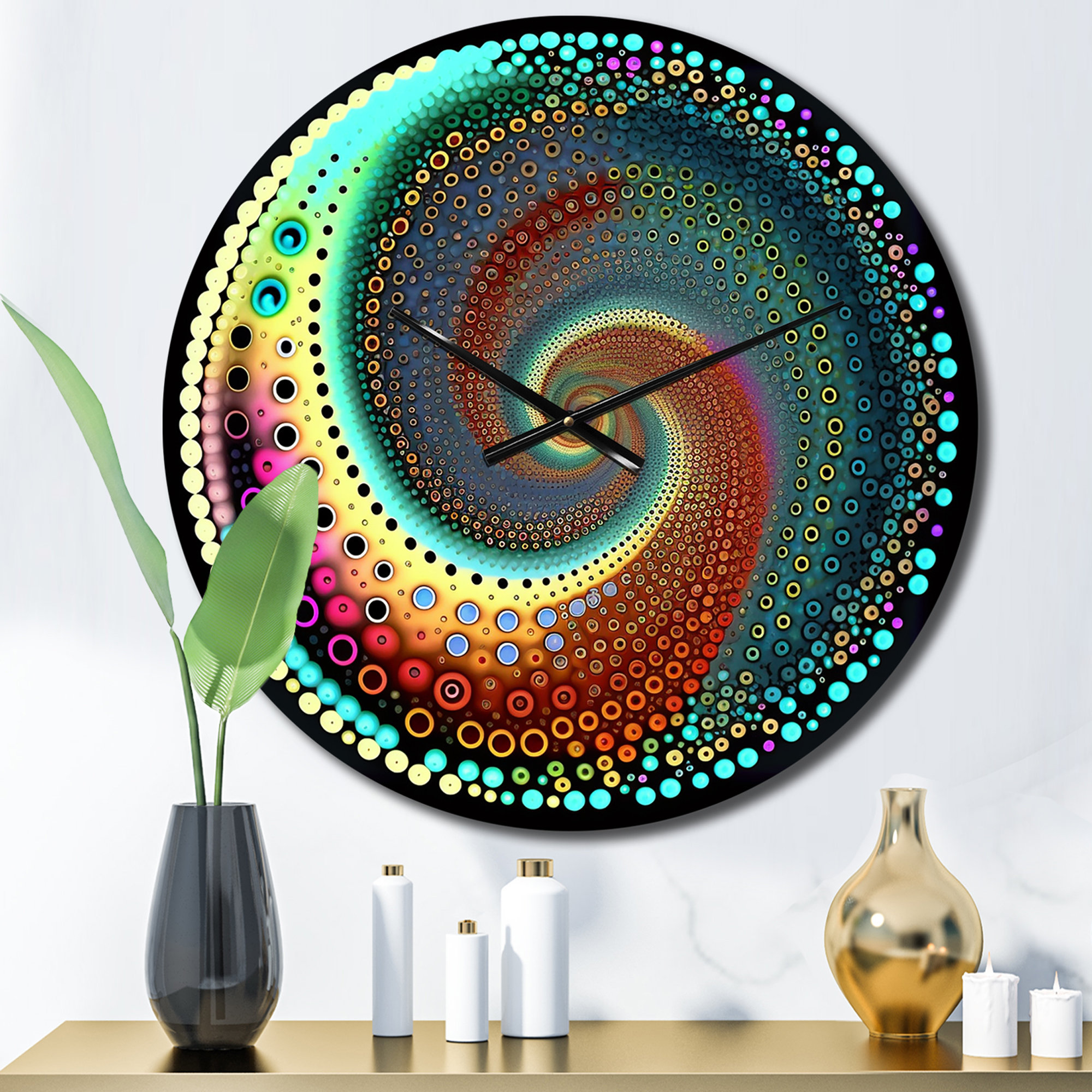 East Urban Home Iridiscdent Pointillism Spiral Turquoise Shades ...