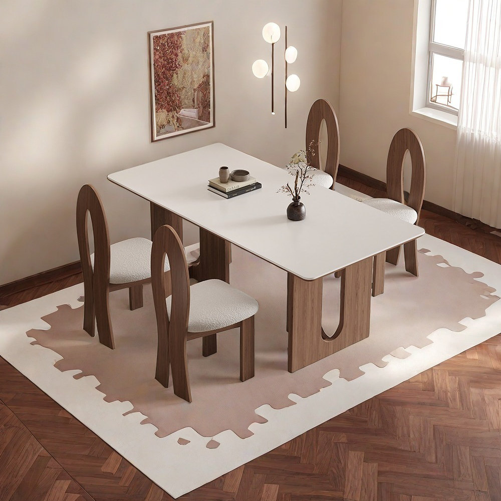 Graceful Nests Furnishings Dual Material Rock Board Top Dining Table ...
