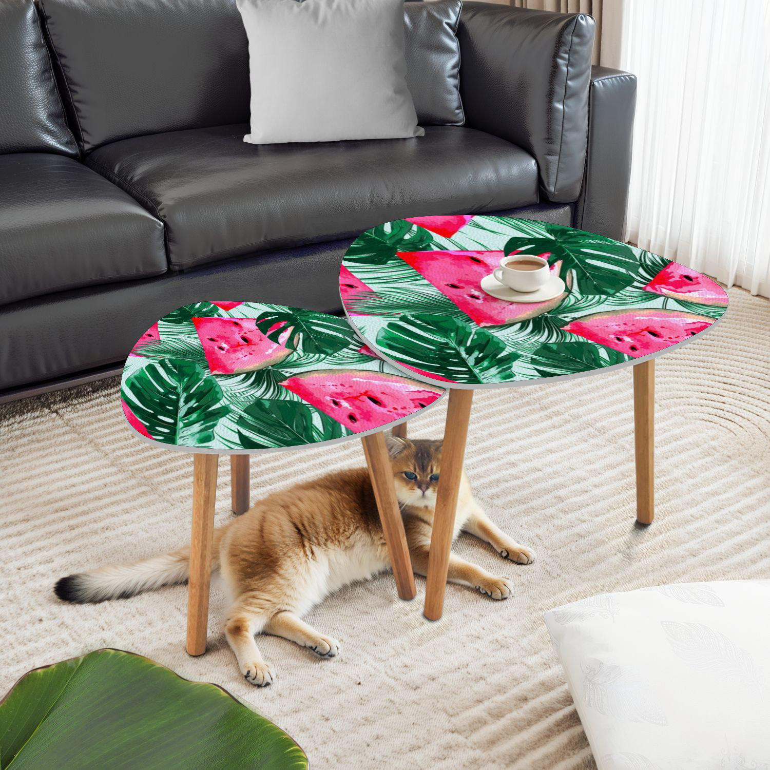 George Oliver Triangle Nesting Coffee Table Set of 2 Watermelons ...