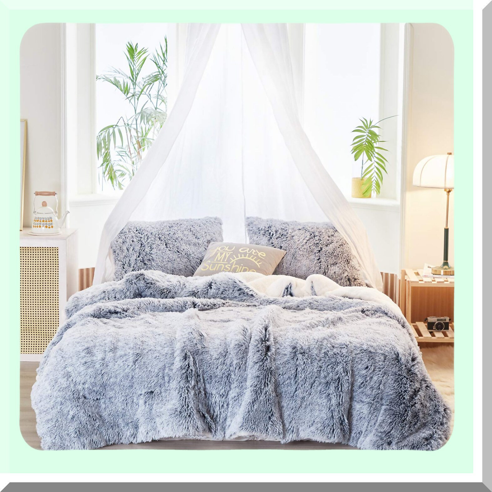 Everly Quinn Luxury Sherpa Plush Comforter Set - Ultra Cozy Fluffy Bedding - 3-Piece Reversible ...