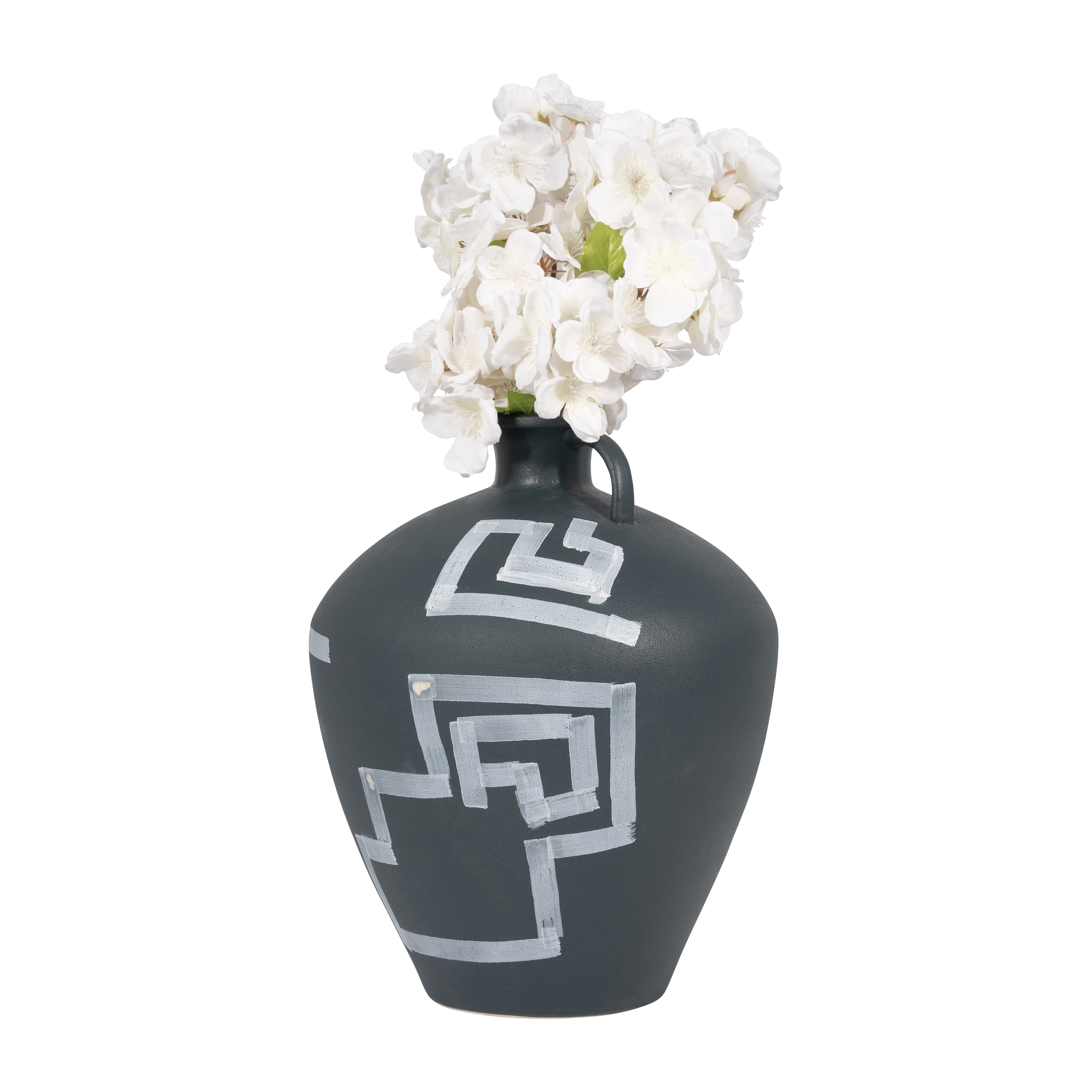 Dakota Fields Sagebrook Home Elegance: 12-Inch Stoneware Aztec Jug Vase ...