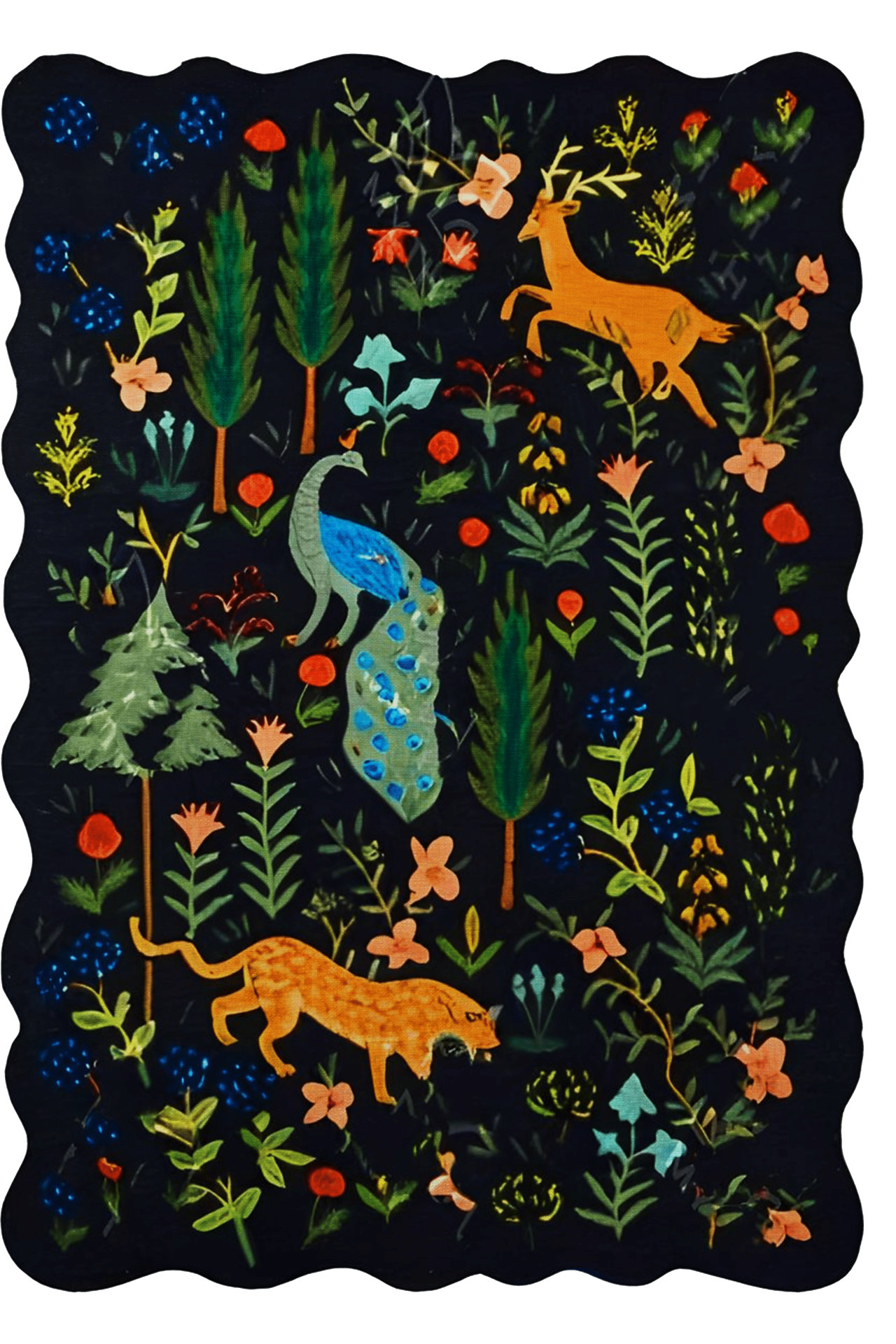 Orren Ellis Shape Collection Black Themed Multi-Colored Tiger and ...