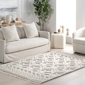 8' 10" x 12" London Shaggy Area rug Ivory