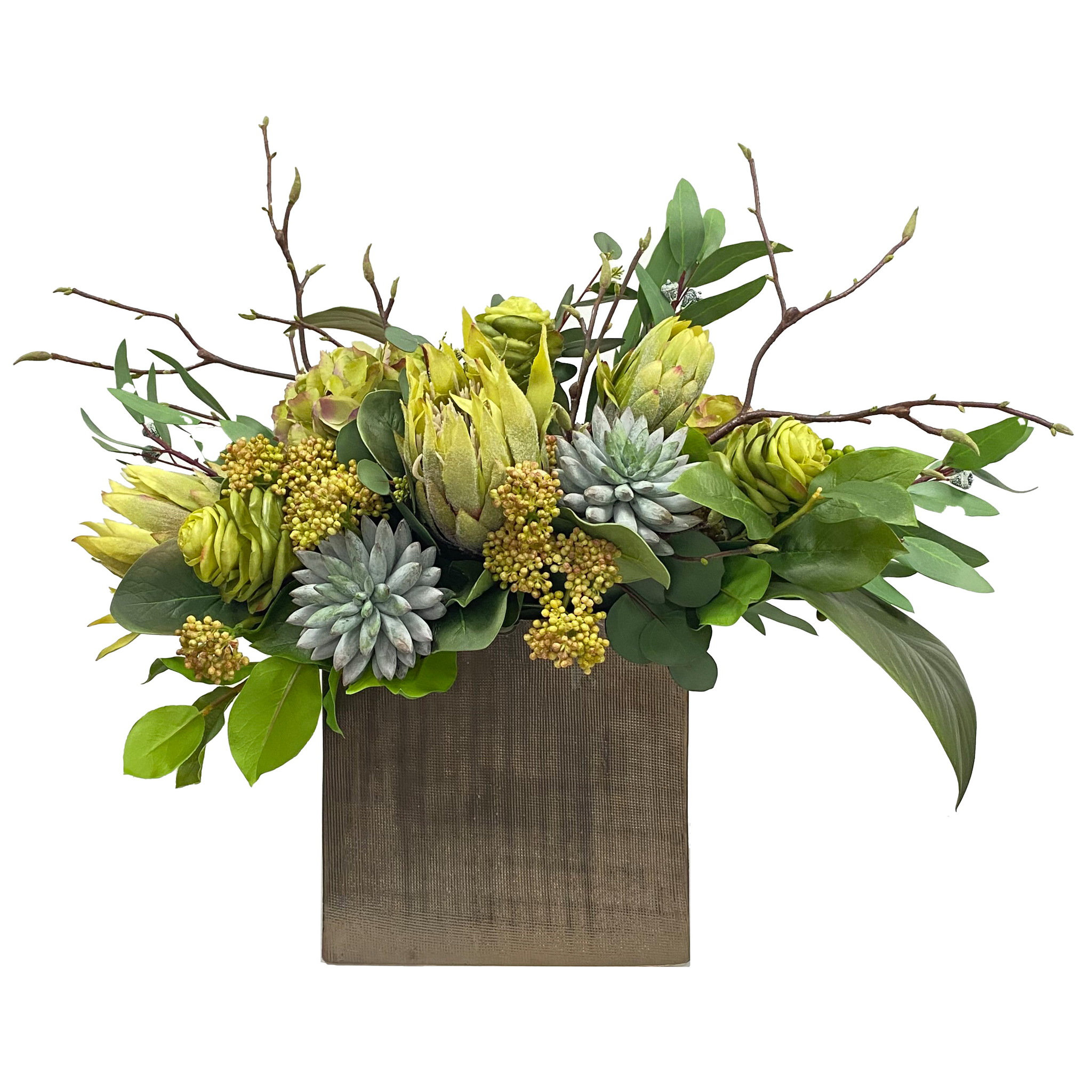 Winward Silks Protea Centerpiece in Basket | Perigold