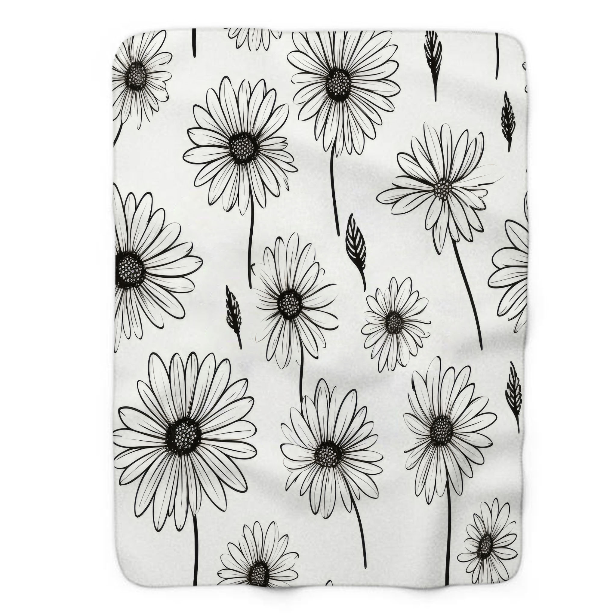 MentionedYou Noir Daisy Symphony - 1 Piece Premium Sherpa Blanket - Wayfair Canada