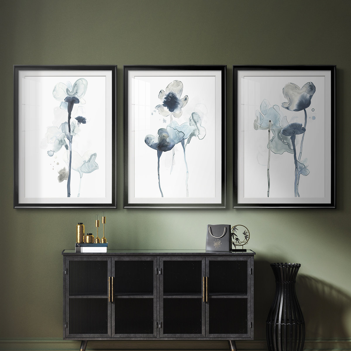 Canora Grey UA CH Midnight Blossoms I -Custom Framed Premium Print W ...