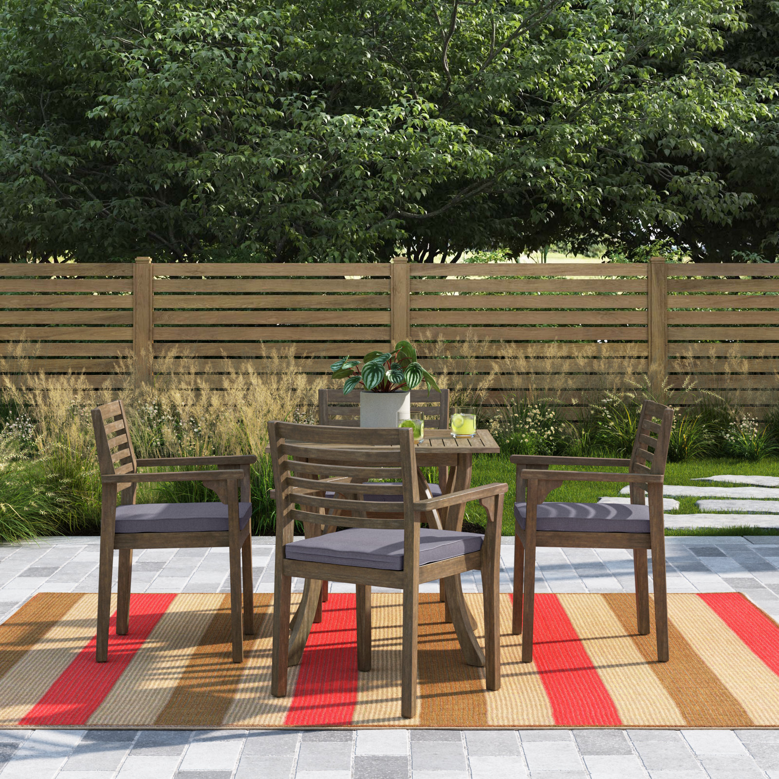 Beachcrest Home Tinnin Square 4 - Person 31.5" Long Dining Set with ...