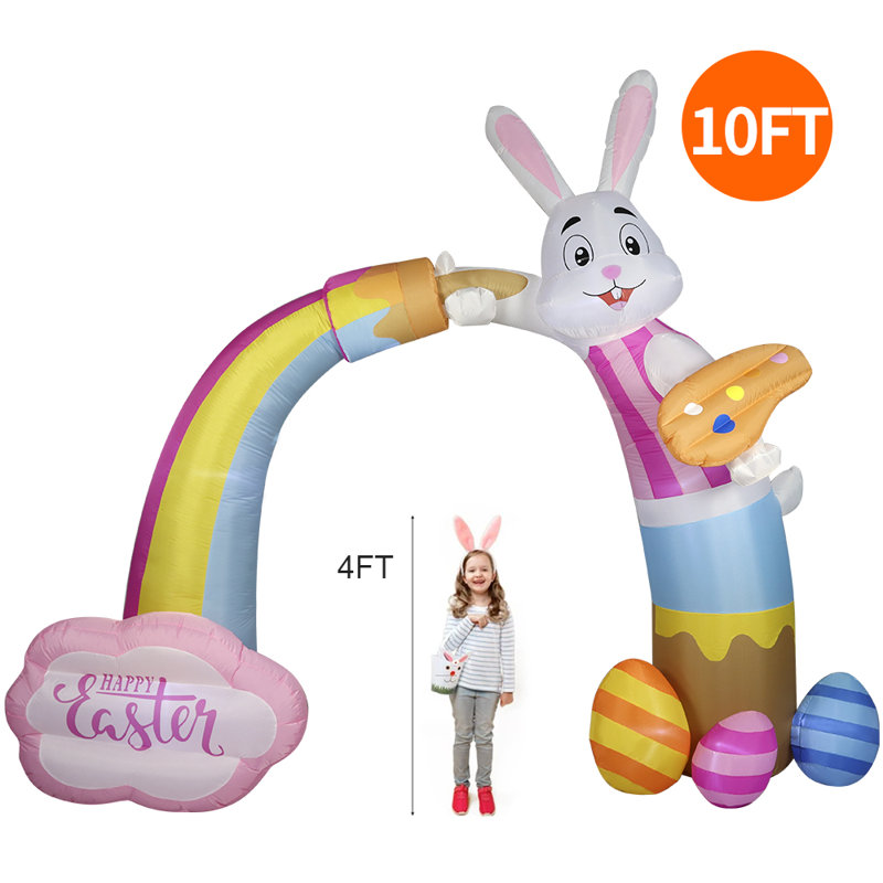 The Holiday Aisle® 10FT Tall Huge Easter Inflatable Bunny Archway ...
