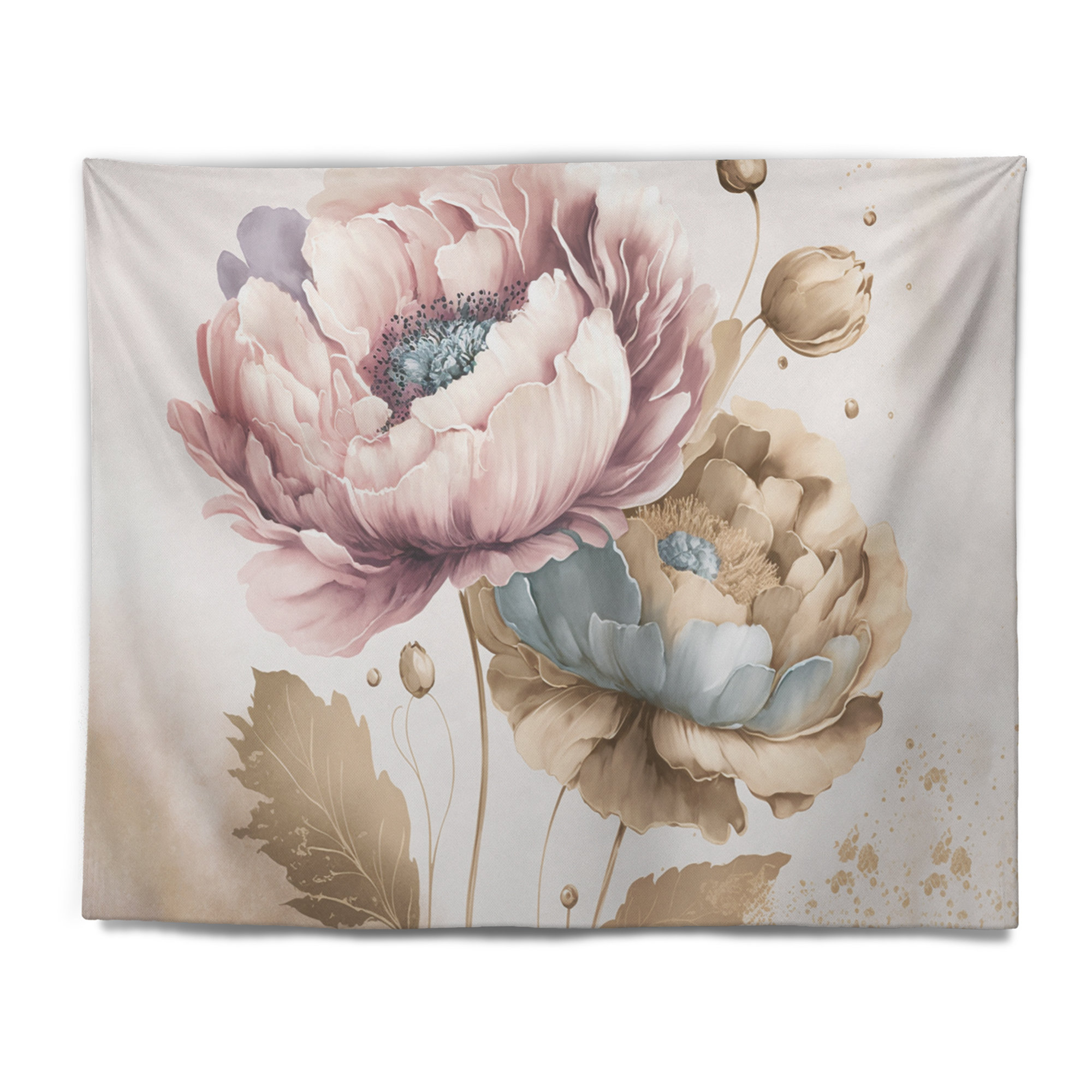 House of Hampton® Polyester Pink and Gold Poppy Flowers II Tapestry ...