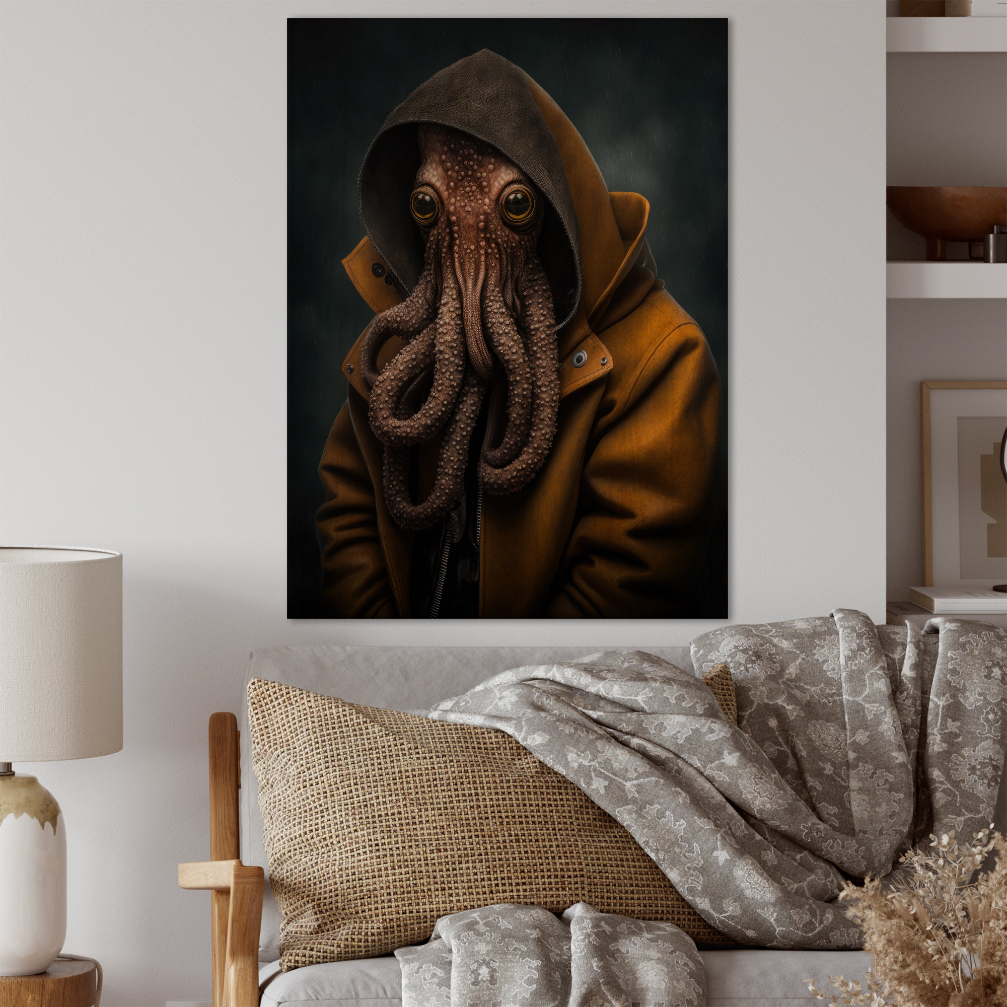 Trinx Anthropomorphic Of Octopus Portrait IV On Wood Print | Wayfair