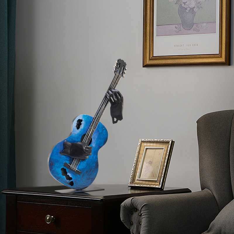 Lark Manor™ 23"H Handmade Metal Guitar Sculpture, Hand-Painted Music ...