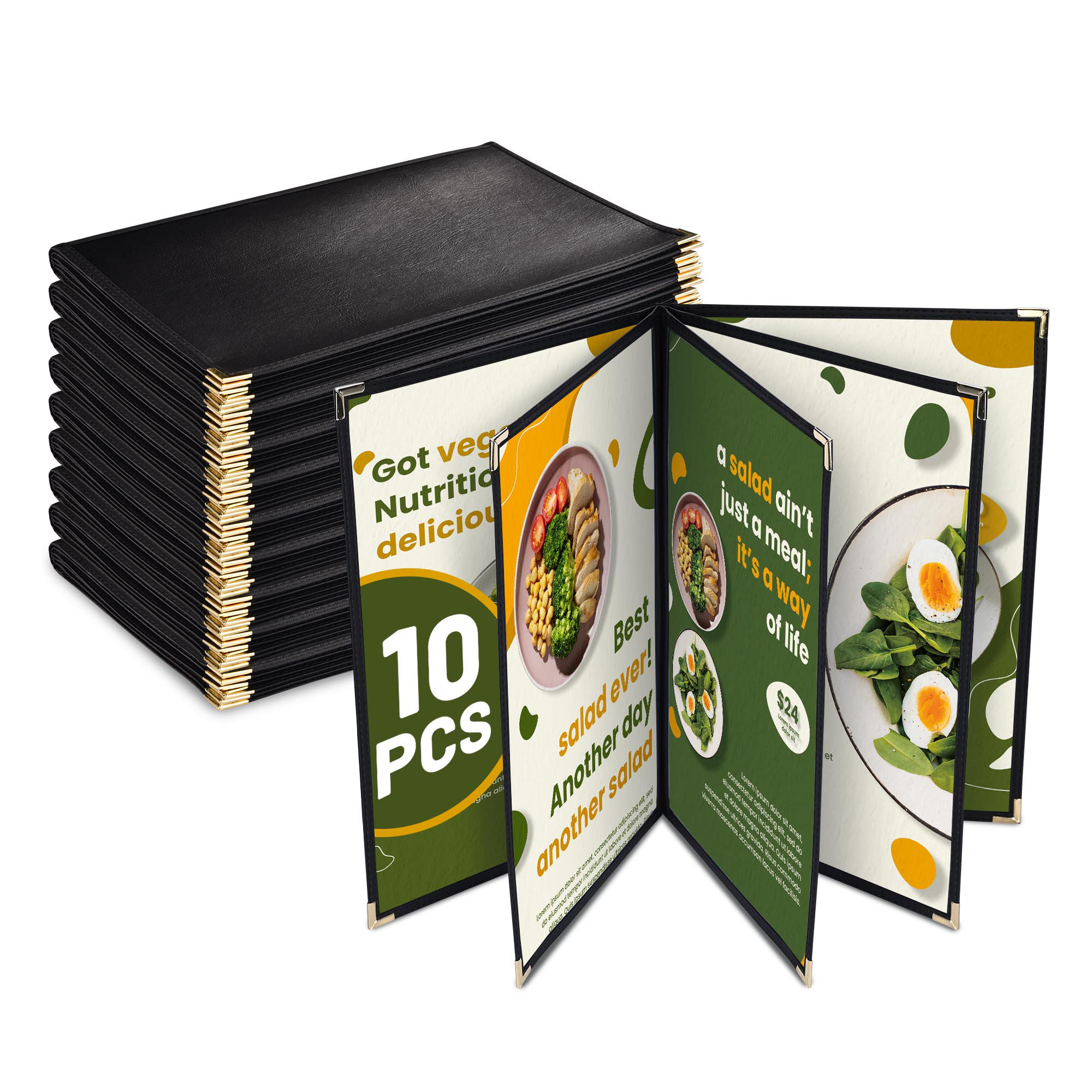 WeChef Restaurant Menu Covers 8.5" x 14" - 10 Pack Faux Leather Side ...