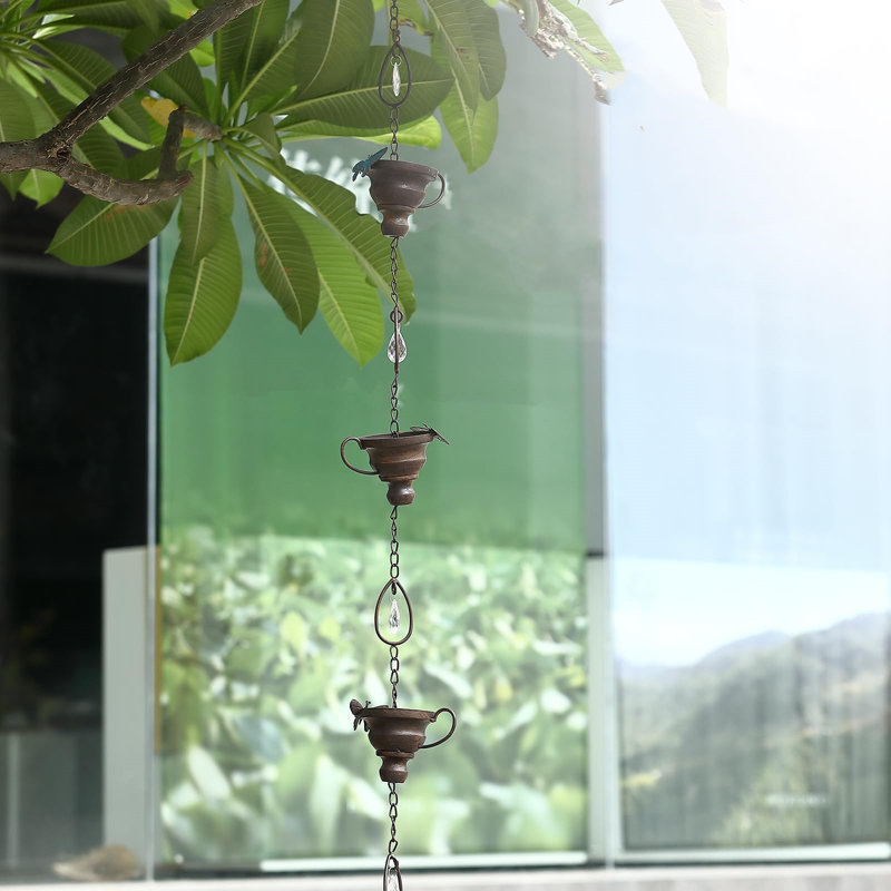 Arlmont & Co. Acrylic Teardrop & Butterfly Rain Chain | Wayfair