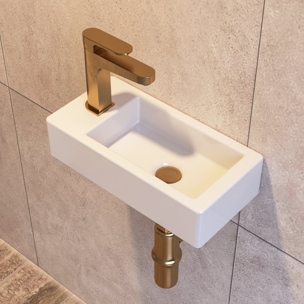 DeerValley Liberty White Ceramic Rectangular Wall Hung Basin Bathroom ...