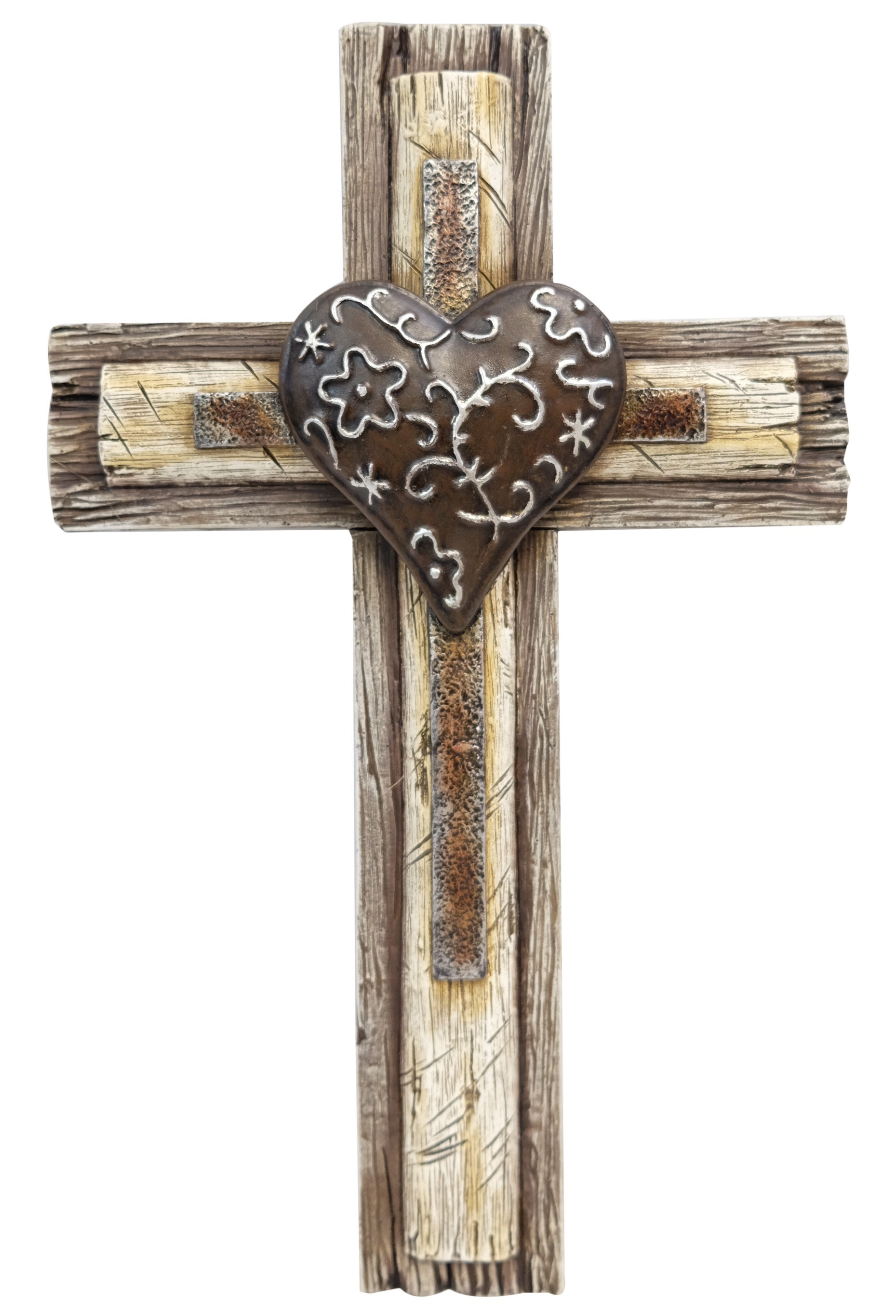 Trinx Polyresin Rustic Heart on Distressed Faux Wood Layers Farmhouse ...