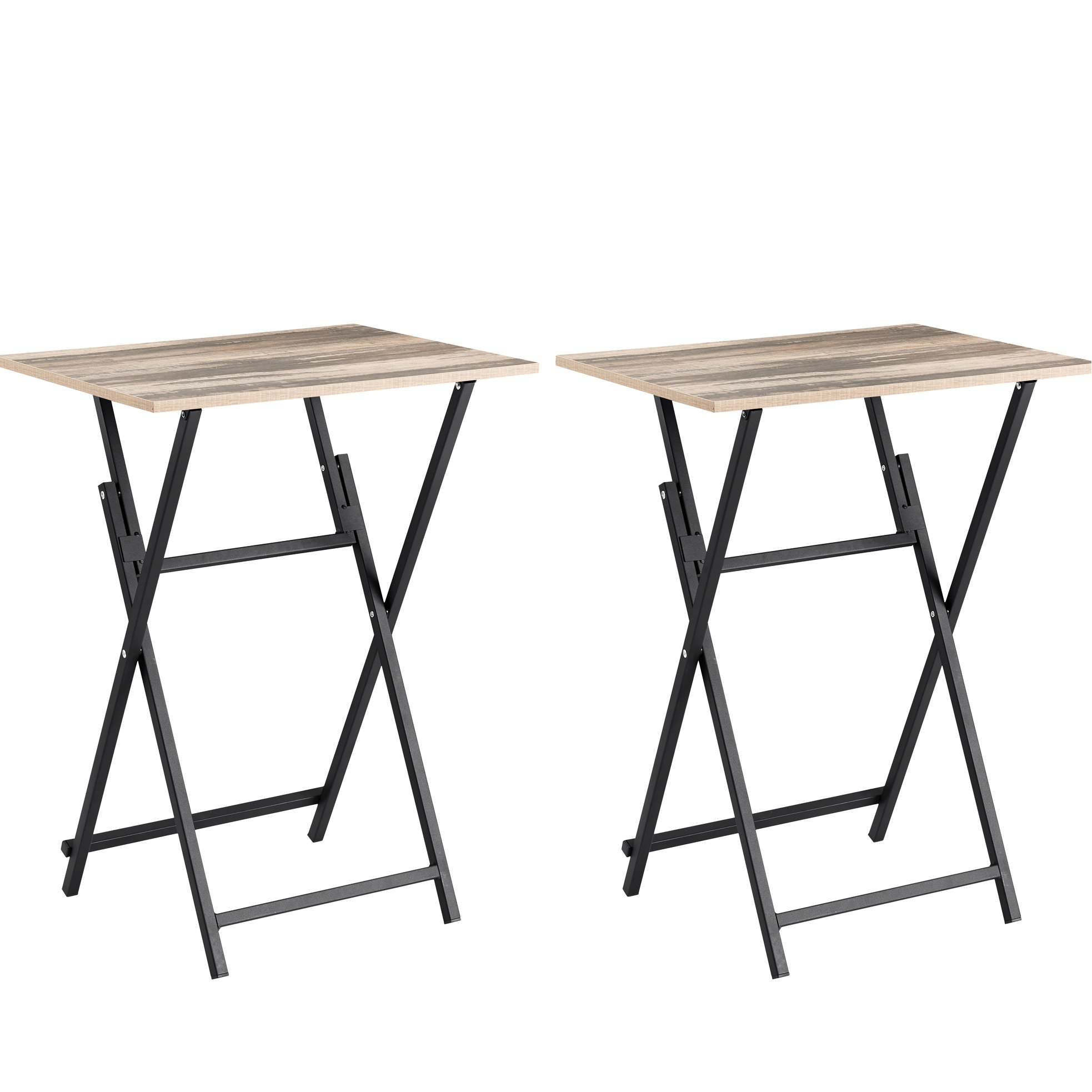 Latitude Run® Folding Tv Tray Table Duo, Rustic Brown And Black Finish ...