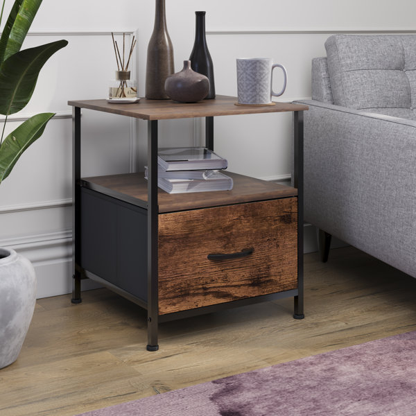 17 Stories Chorley 1 Drawer Fabric Drawer Chest, Rustic Brown, UKFR ...