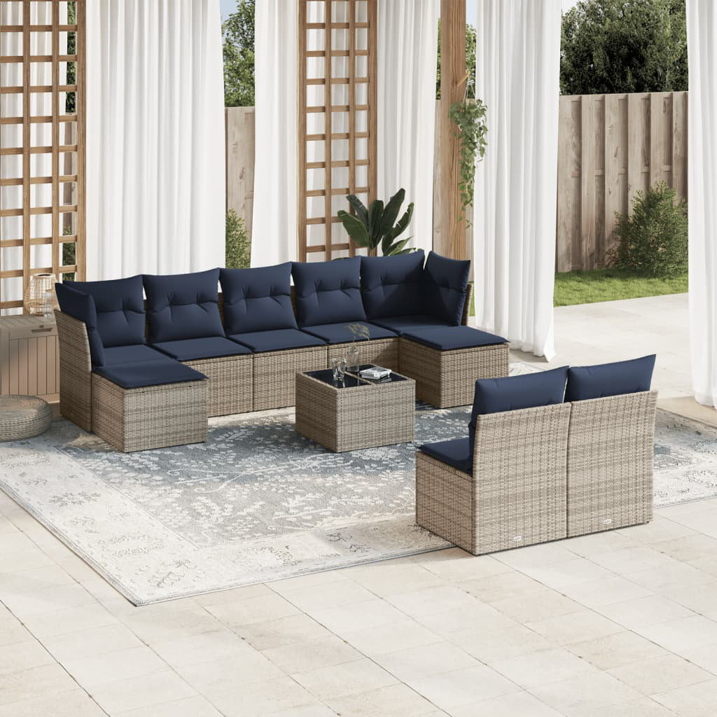 Latitude Run® 10 Piece Patio Sofa Set With Cushions Poly Rattan | Wayfair