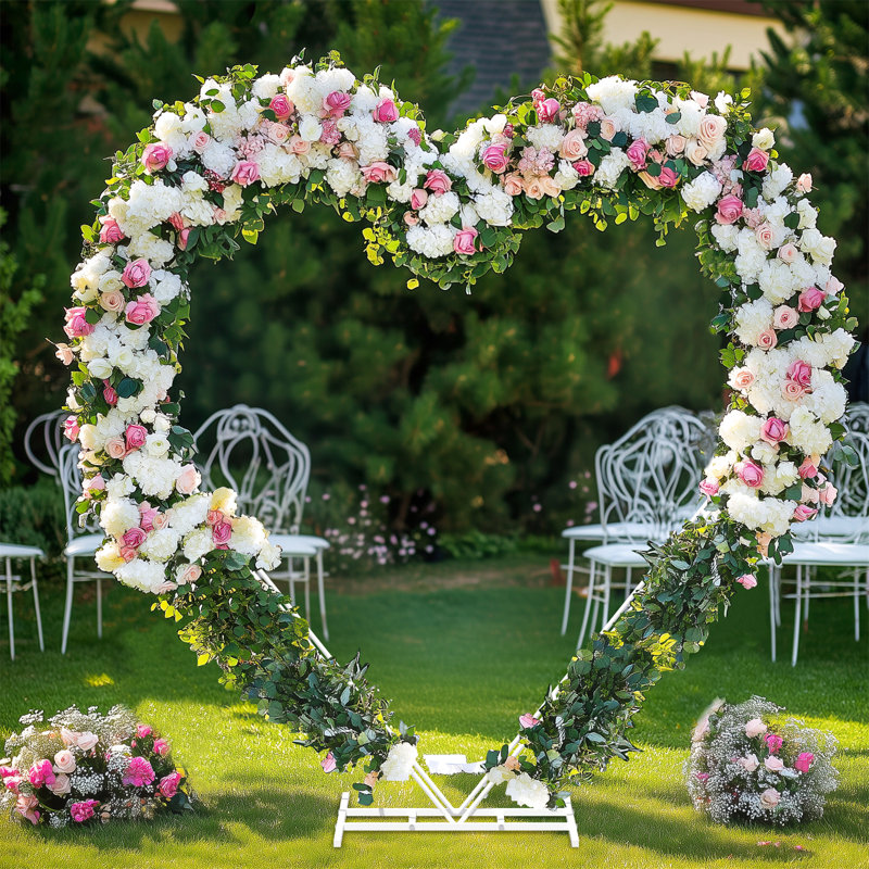 LUVODI 79" Tall Heart Shape Wedding White Metal Arches Backdrop Stand ...