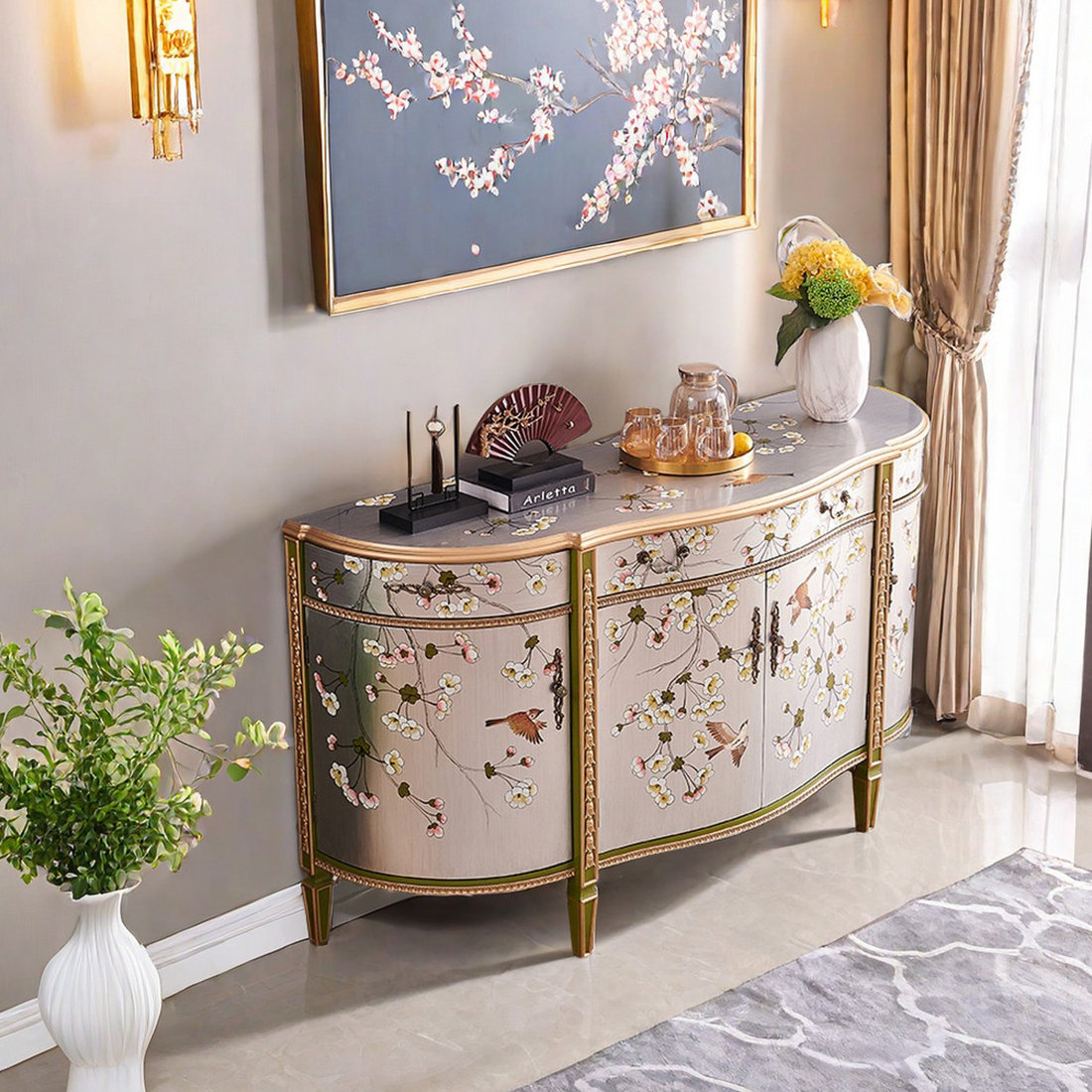 Morpho Nest Creations European painted semi-circle sideboard. - Wayfair ...