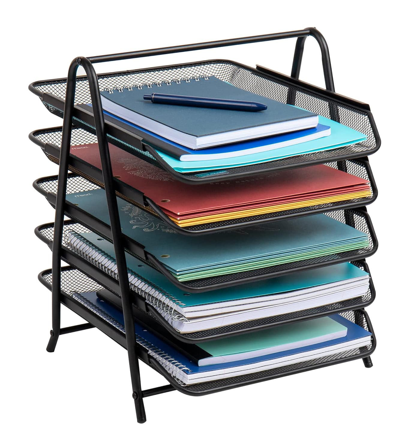Inbox Zero Black Metal Mesh 5-Tier Paper Tray - 11.75x14x14.5 inches ...