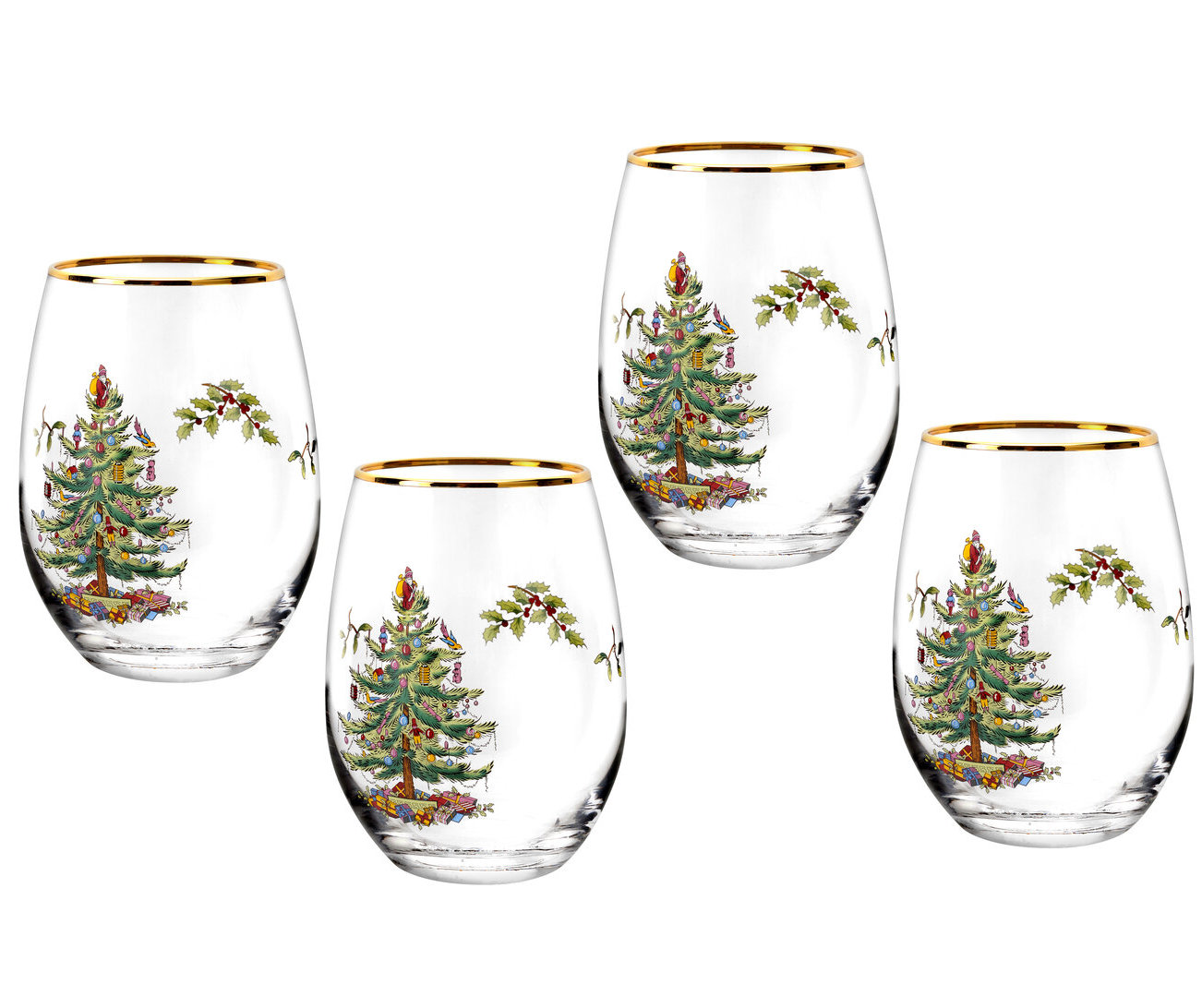 Spode Christmas Tree Stemless Wine Glasses 19Oz & Reviews - Wayfair Canada