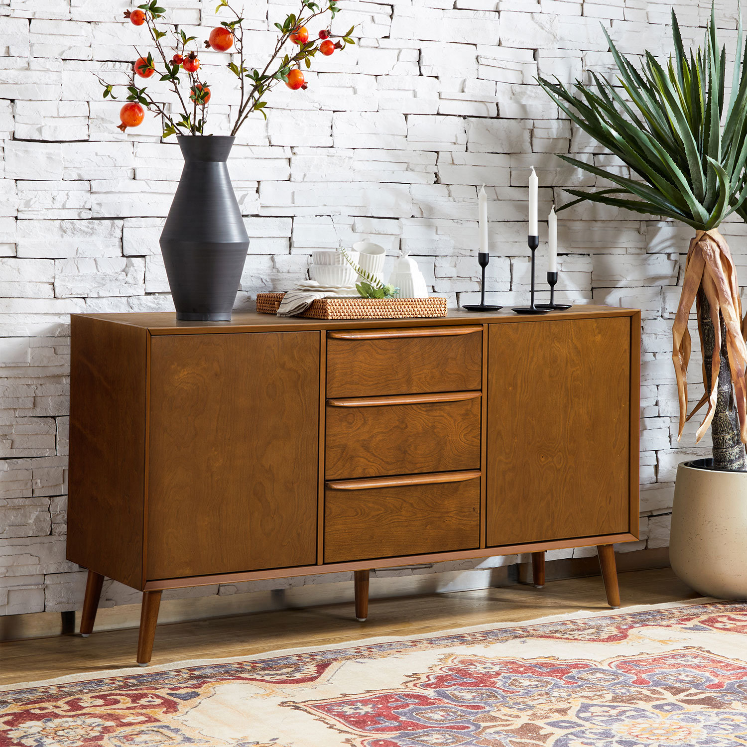 Wade Logan Aryannah 57'' Wide 3 Drawer Sideboard & Reviews | Wayfair