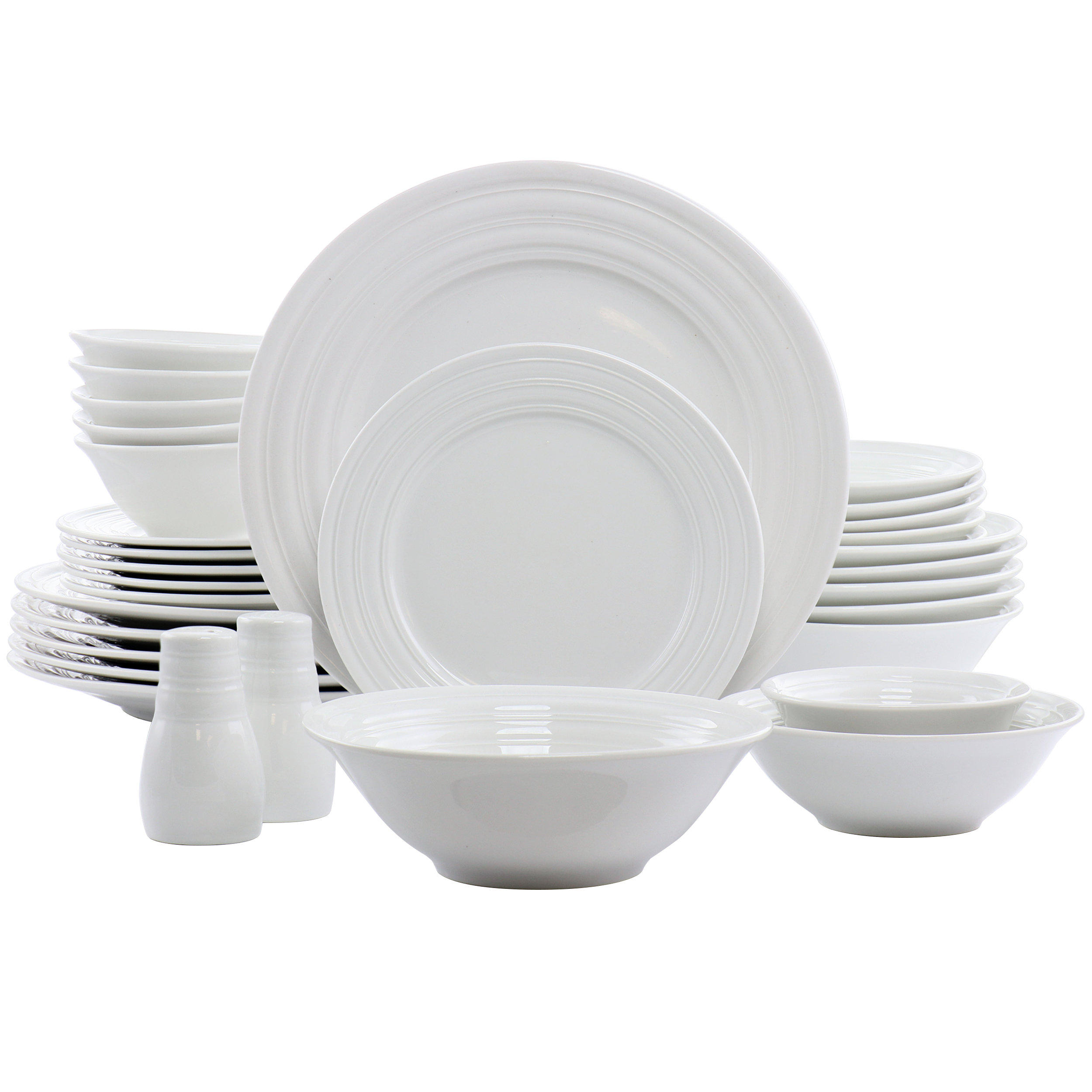 Gibson Home 32 Piece Round Ceramic Dinnerware Set in White & Reviews ...