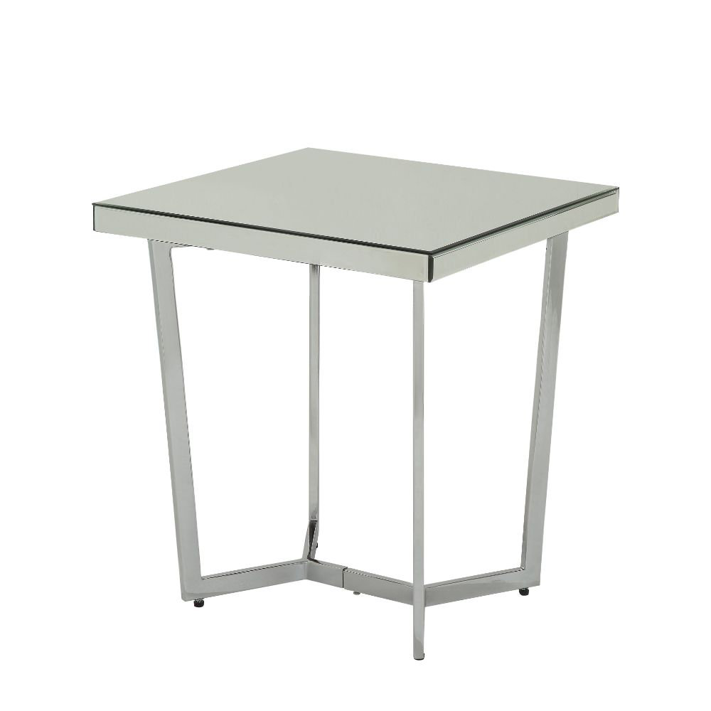Hokku Designs Drais Glam 22"L Square Trestle End Table in Mirrored and ...