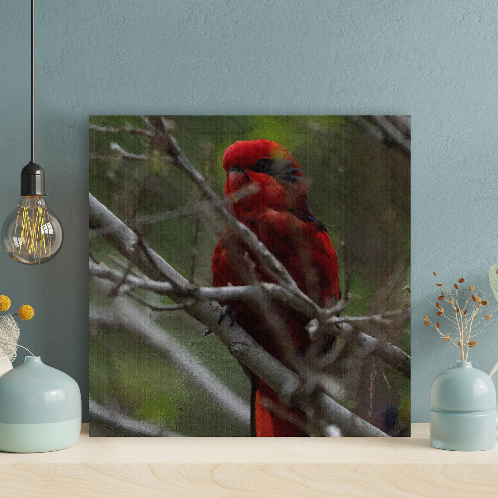 Bayou Breeze Red Bird On Brown Tree Branch During Daytime - 1 Piece ...