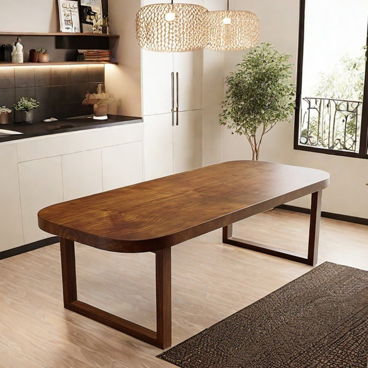 Beicang Home Solid wood round corner dining table rectangular | Wayfair