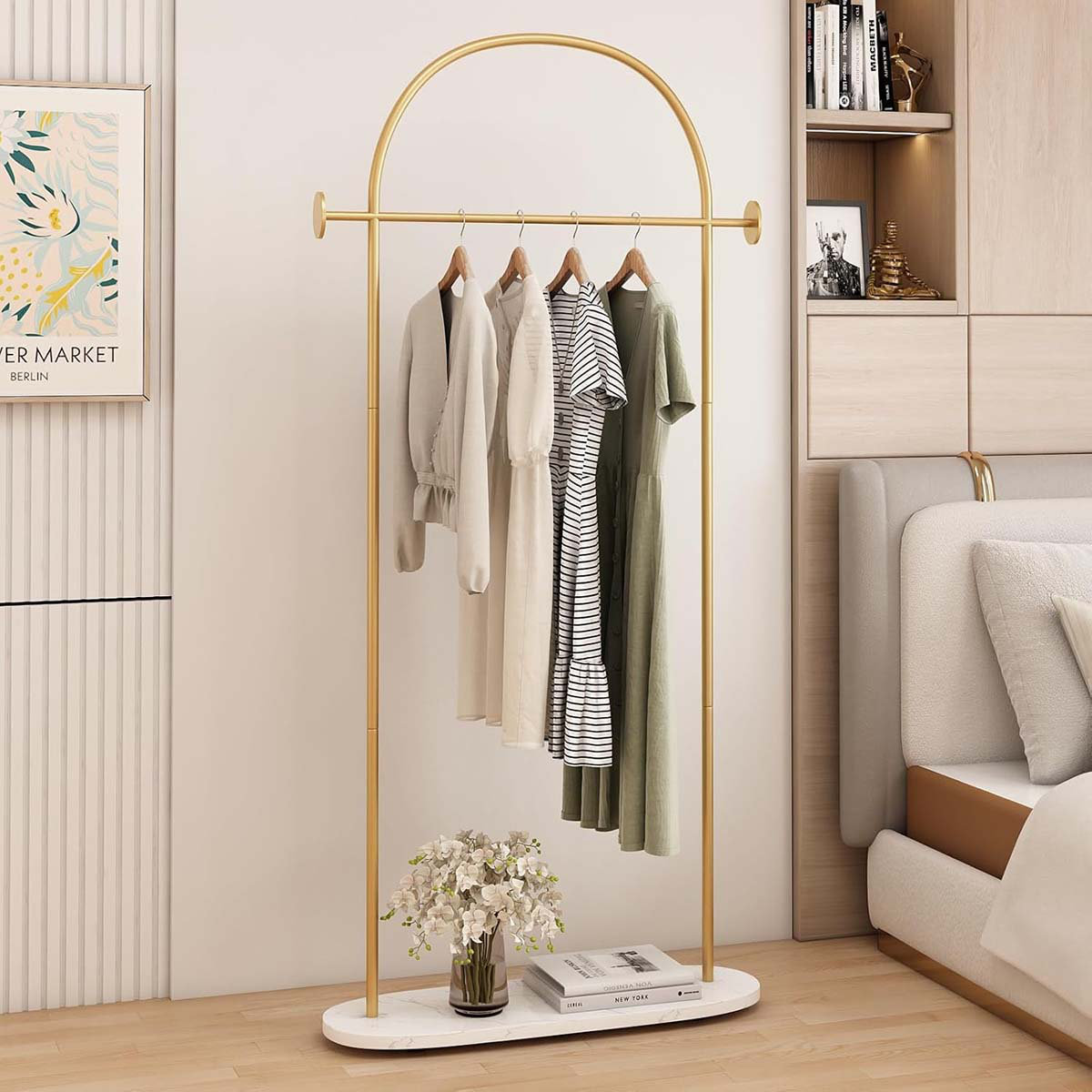 Mercer41 Modern Coat Racks With Marble Base, Clothing Racks With ...