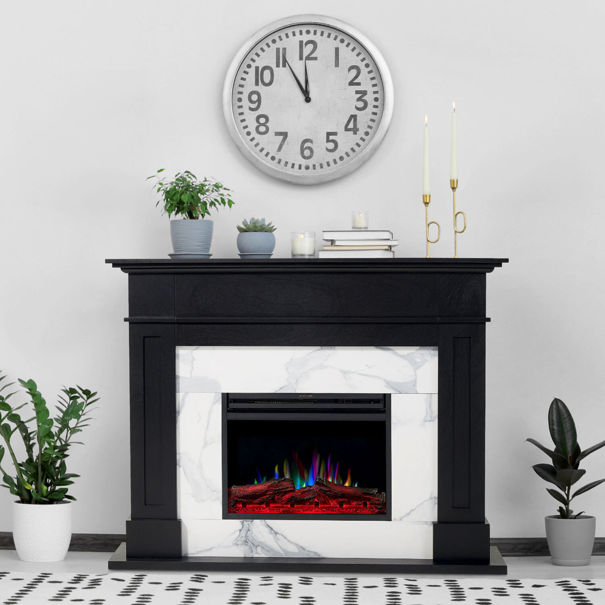 Cambridge Sofia 53-in. Electric Fireplace Mantel with Marble Inlay and ...