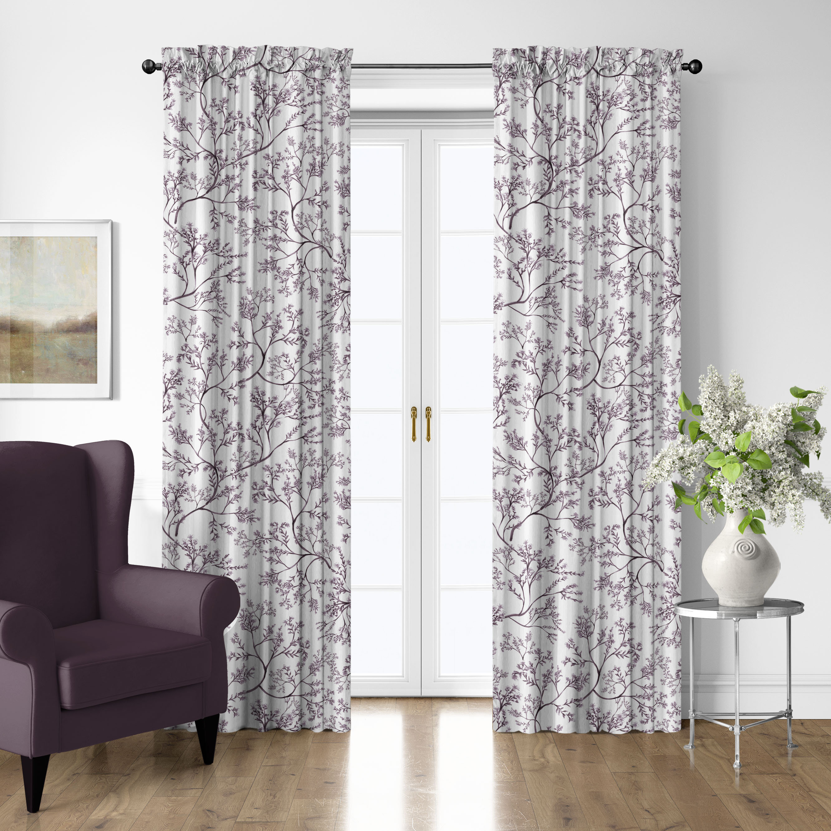 6ix Tailors Fine Linens Tinsley Plum Cotton Rod Pocket Drapery Panel ...