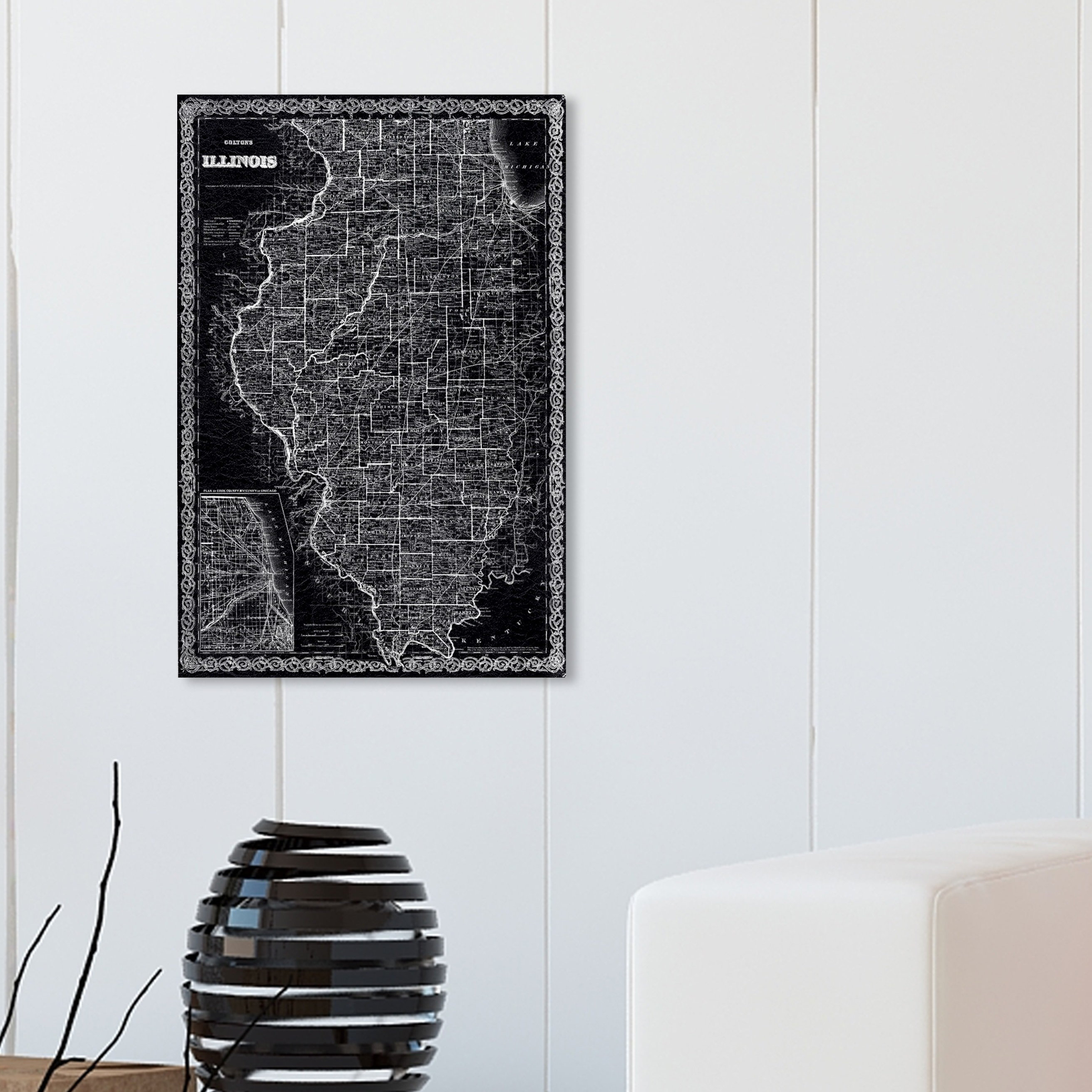 House of Hampton® 'Illinois Map 1869' Graphic Art on Canvas | Wayfair