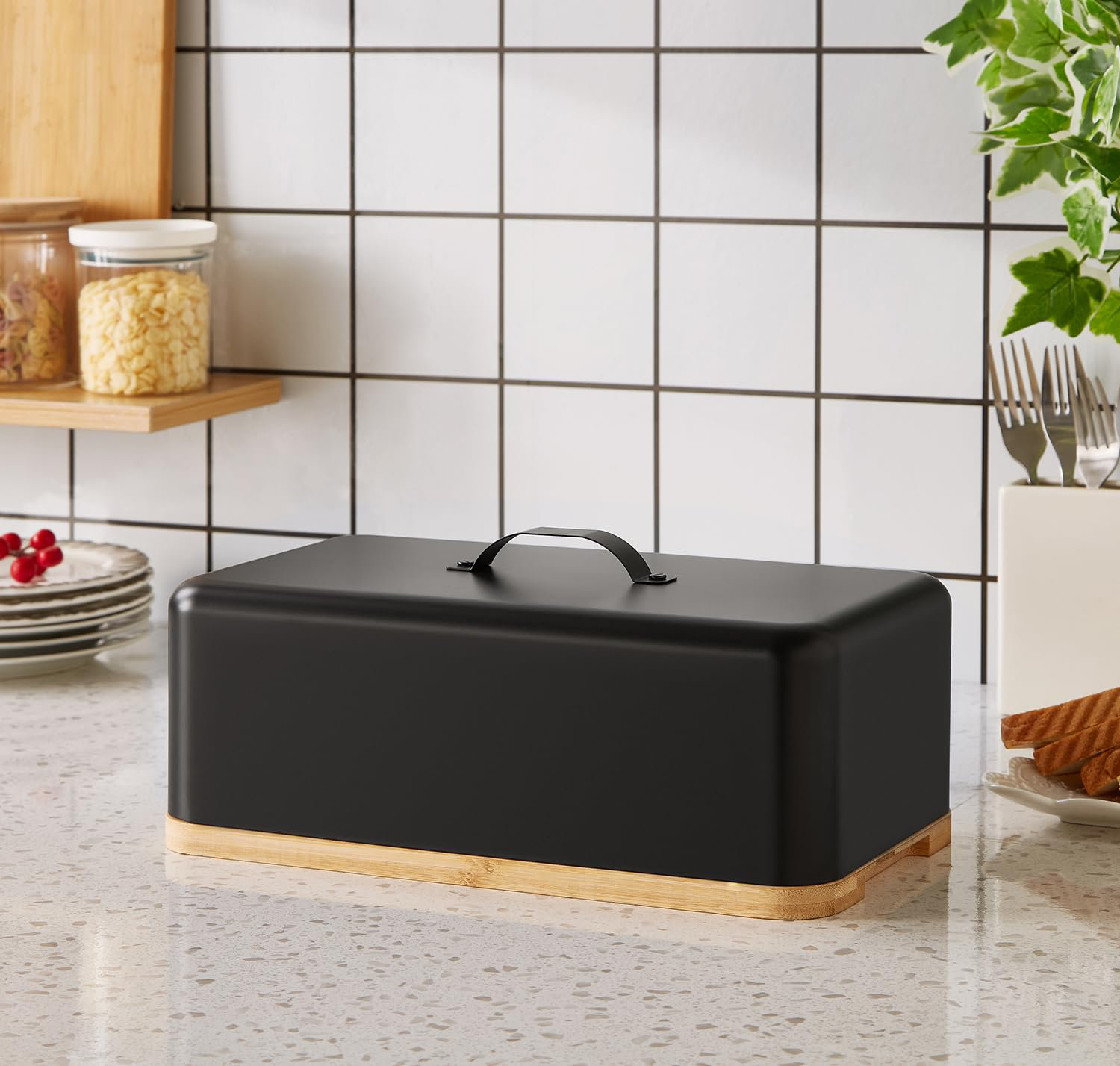 Latitude Run® Modern Bread Box For Kitchen Countertop, Large Metal ...