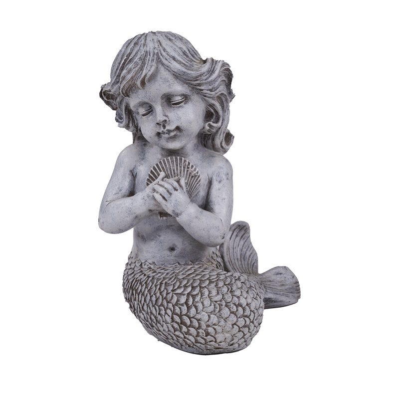 Hi-Line Gift Ltd. Mermaid Kneeling and Holding Shell Statue & Reviews ...