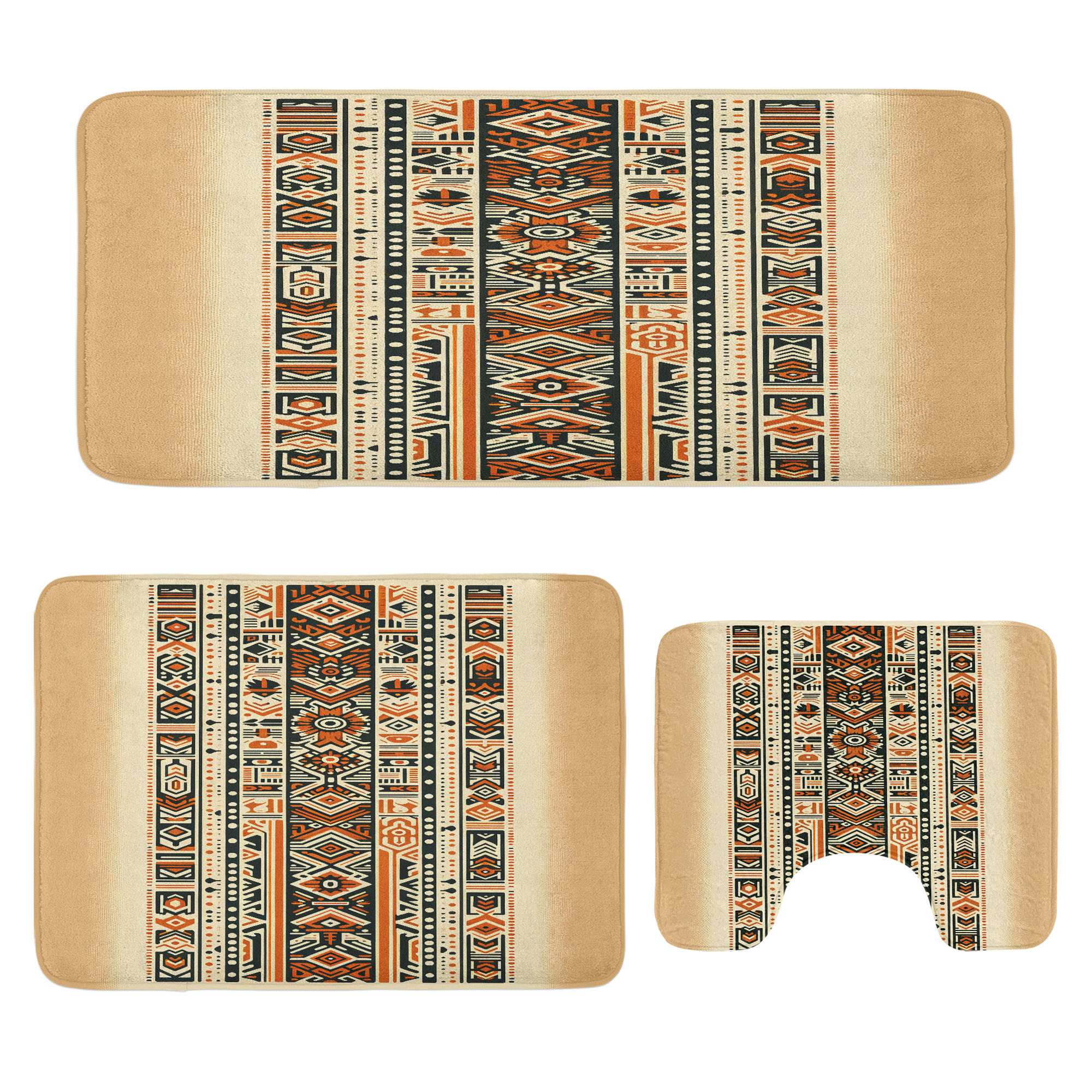 East Urban Home Southwestern Bathroom Rug Set 3 Pieces U-Shape ...