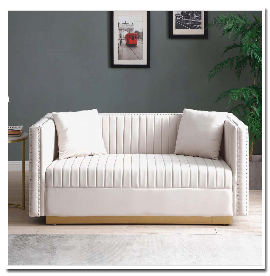 Latitude Run® Contemporary Vertical Channel Tufted Velvet Sofa Loveseat ...
