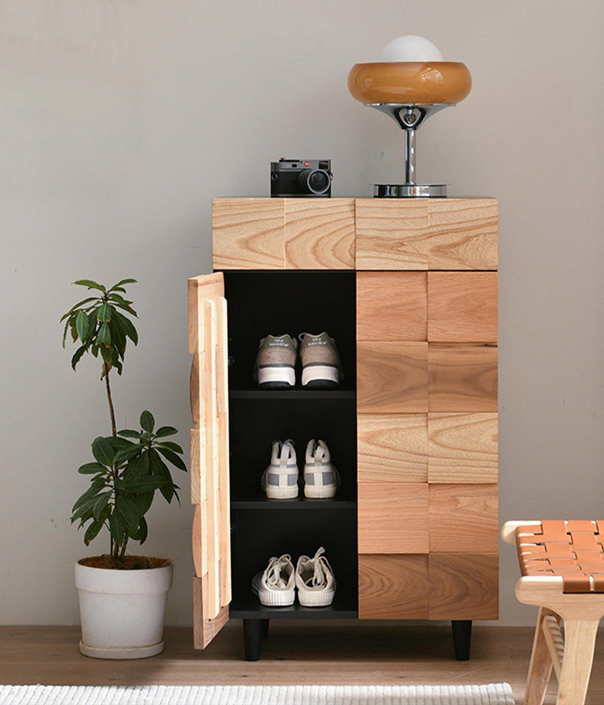 GLIDAS 39.37"H Black;Brown;Natural Wood Rubberwood;Ash;Oak;Walnut Solid ...