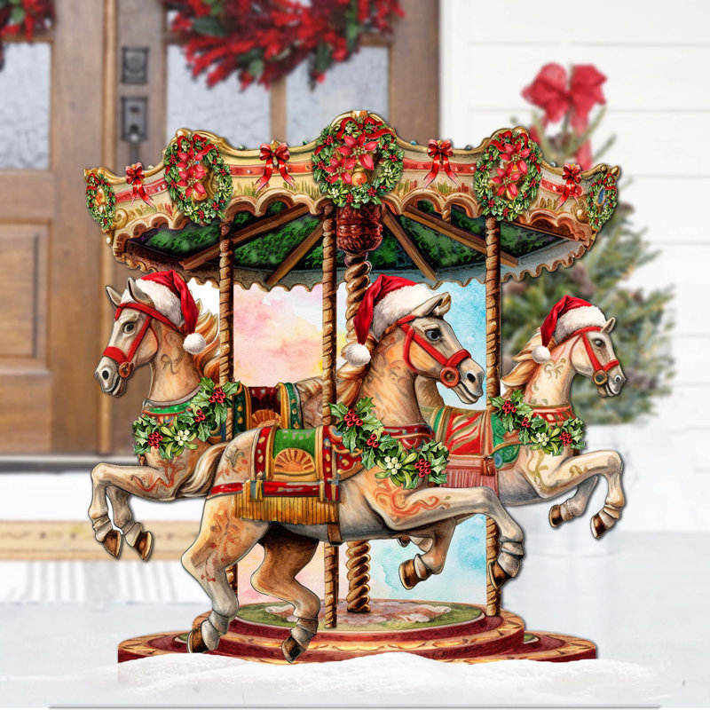 Designocracy Christmas Carousel Figurine | Wayfair